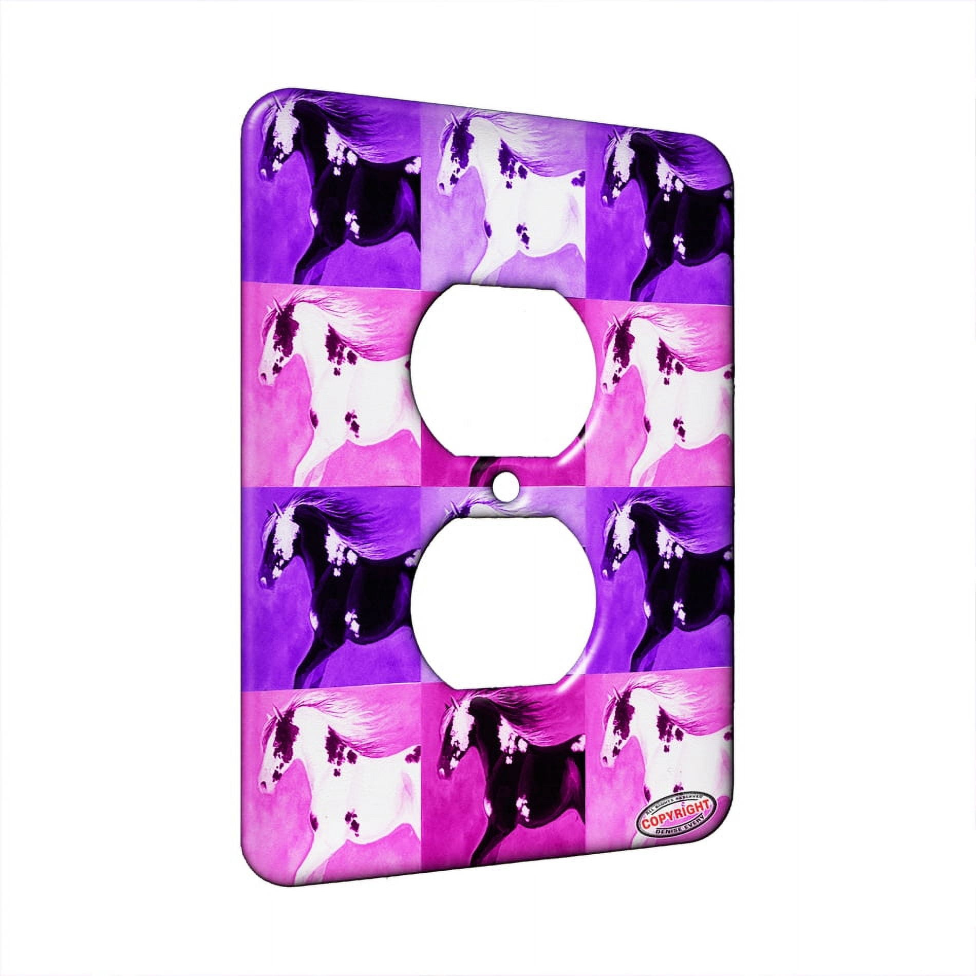 KuzmarK™ 1 Gang AC Outlet Wall Plate - Blue Eyed Black Pinto Minimal ...