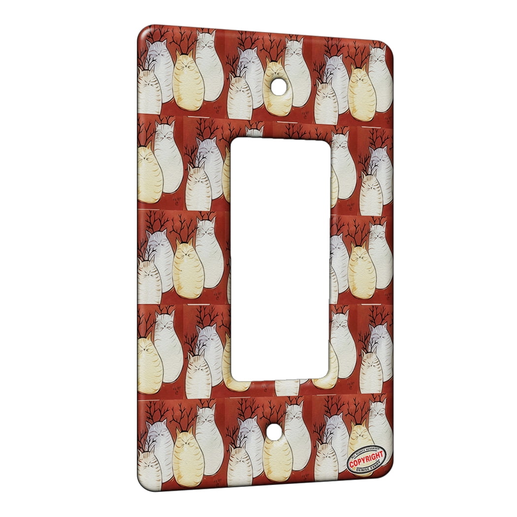 KuzmarK™ 1 Gang Rocker Wall Plate - Four Reindeer Tabby Chunky Kitties ...