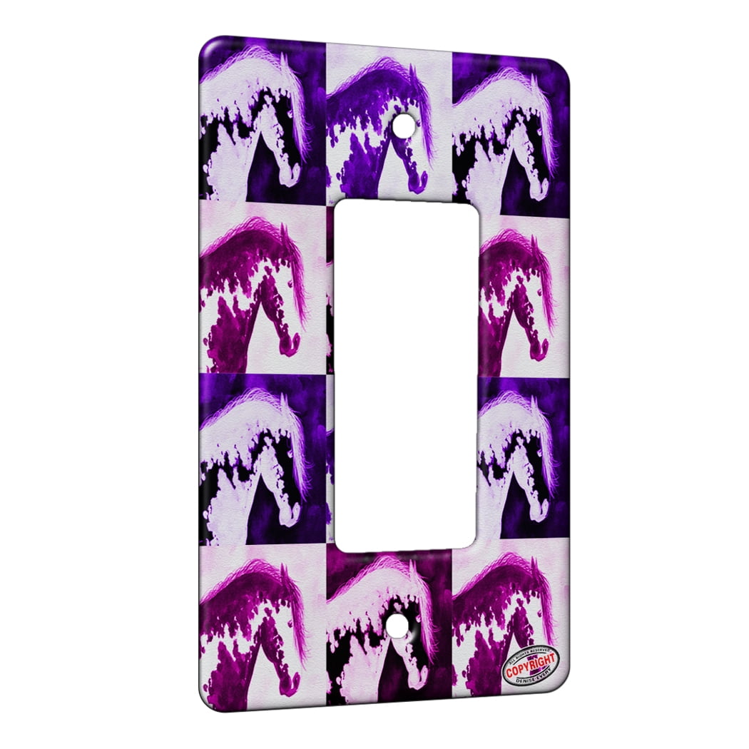 KuzmarK™ 1 Gang Rocker Wall Plate - Purple Pinto Mustang Abstract Horse ...