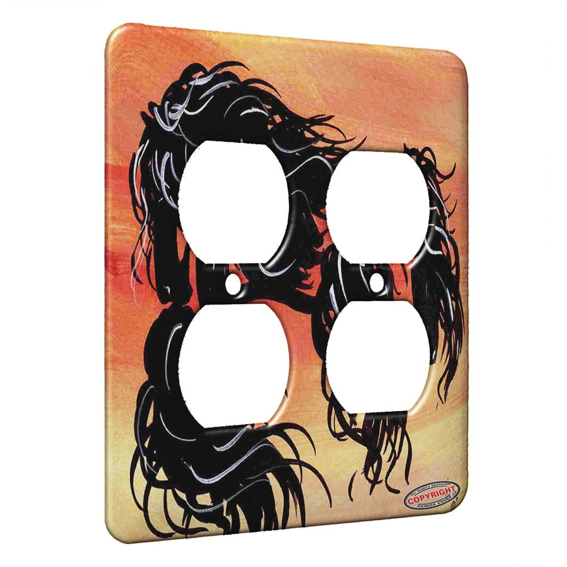 KuzmarK™ 2 Gang AC Outlet Wall Plate - Abstract Andalusians Horse Art ...