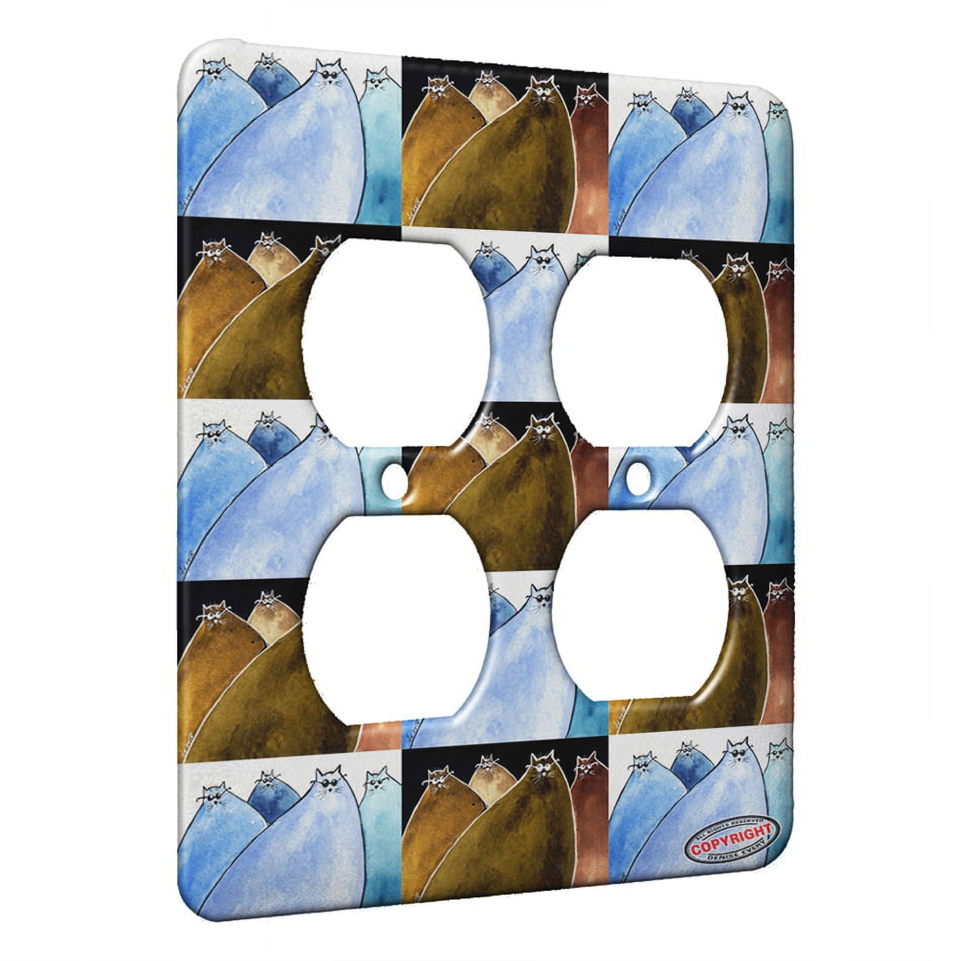 KuzmarK™ 2 Gang AC Outlet Wall Plate - Four Very Cool Blues Kitties ...