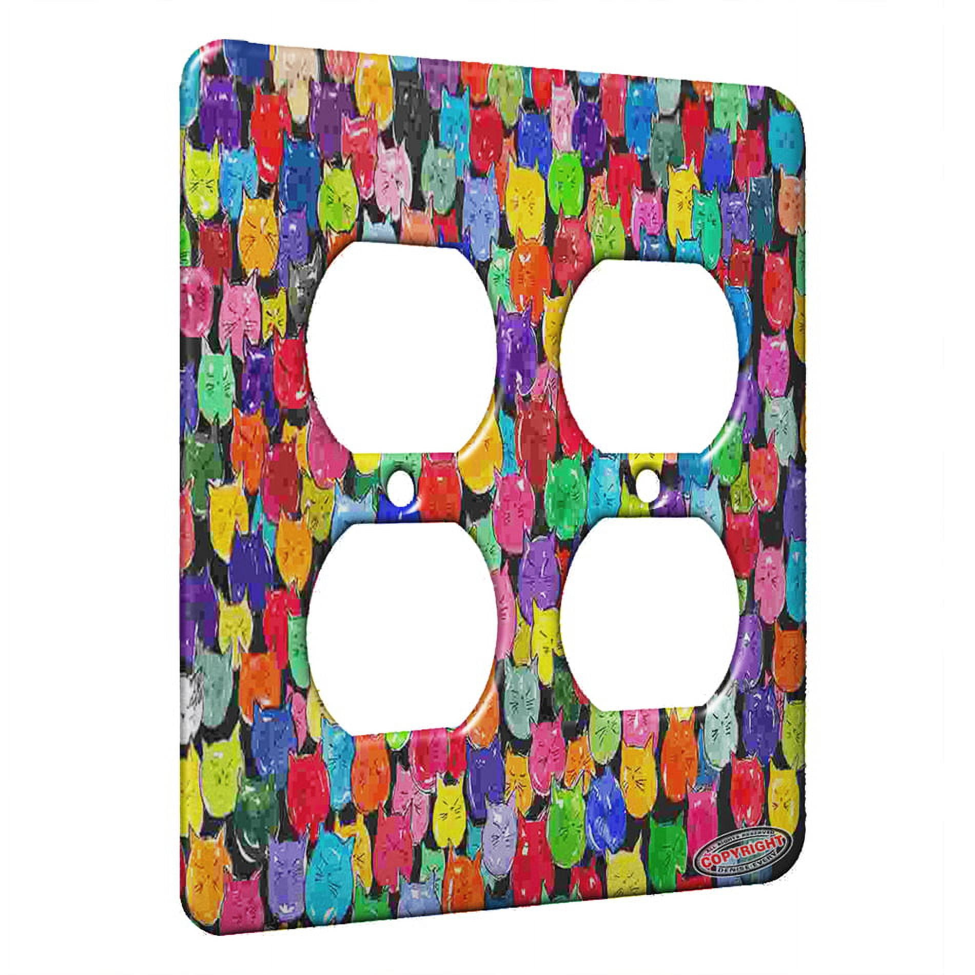 KuzmarK™ 2 Gang AC Outlet Wall Plate - Very Tiny Very Colorful Chubby ...
