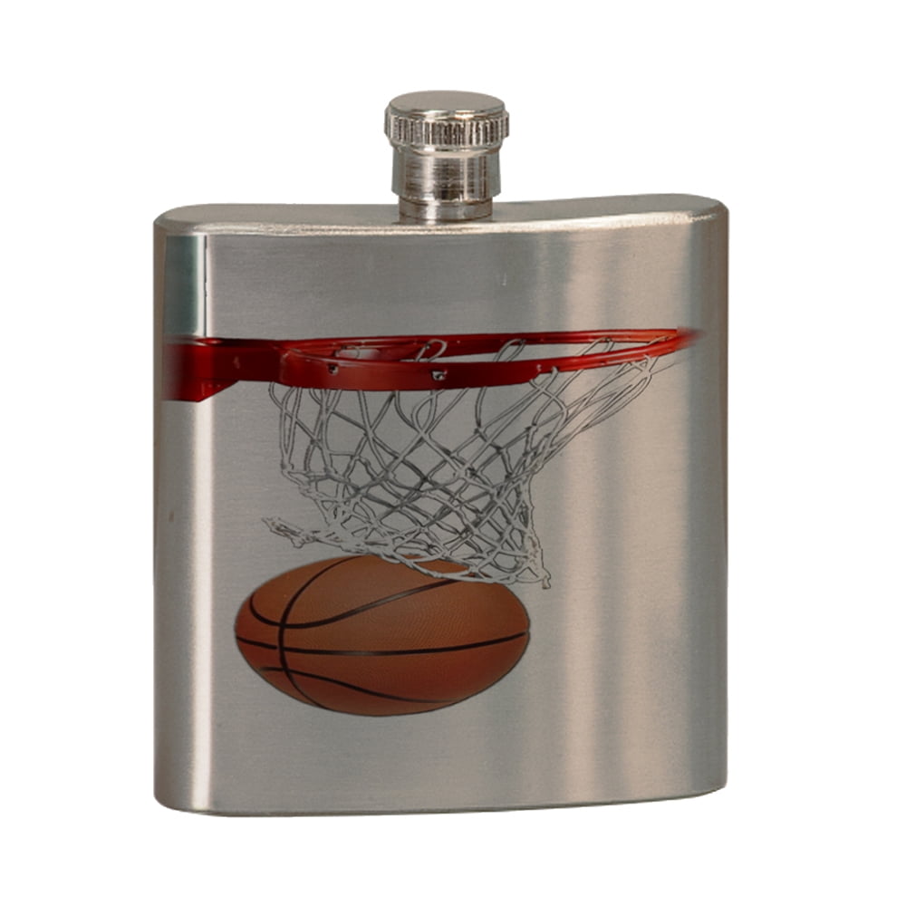 KuzmarK 6 oz. Stainless Steel Pocket Hip Liquor Flask - Basketball Hoop ...