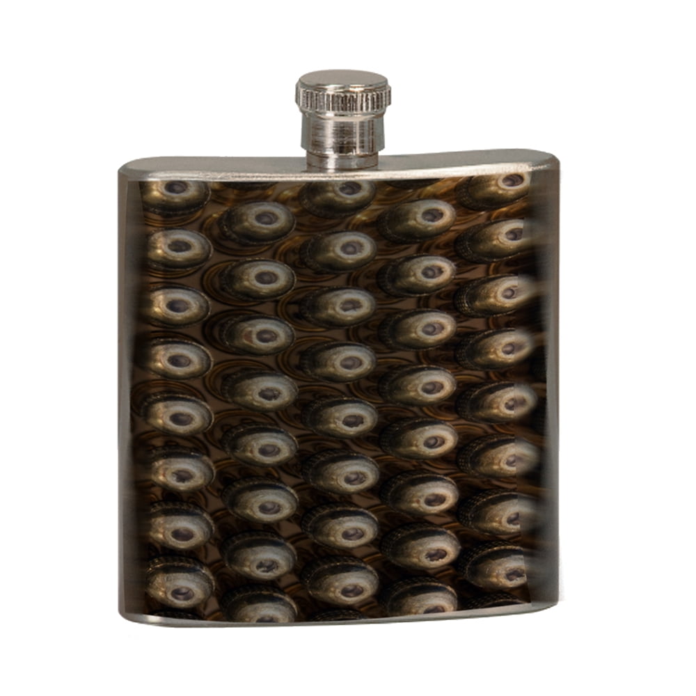 KuzmarK 6 oz. Stainless Steel Pocket Hip Liquor Flask - Gold Bullets ...