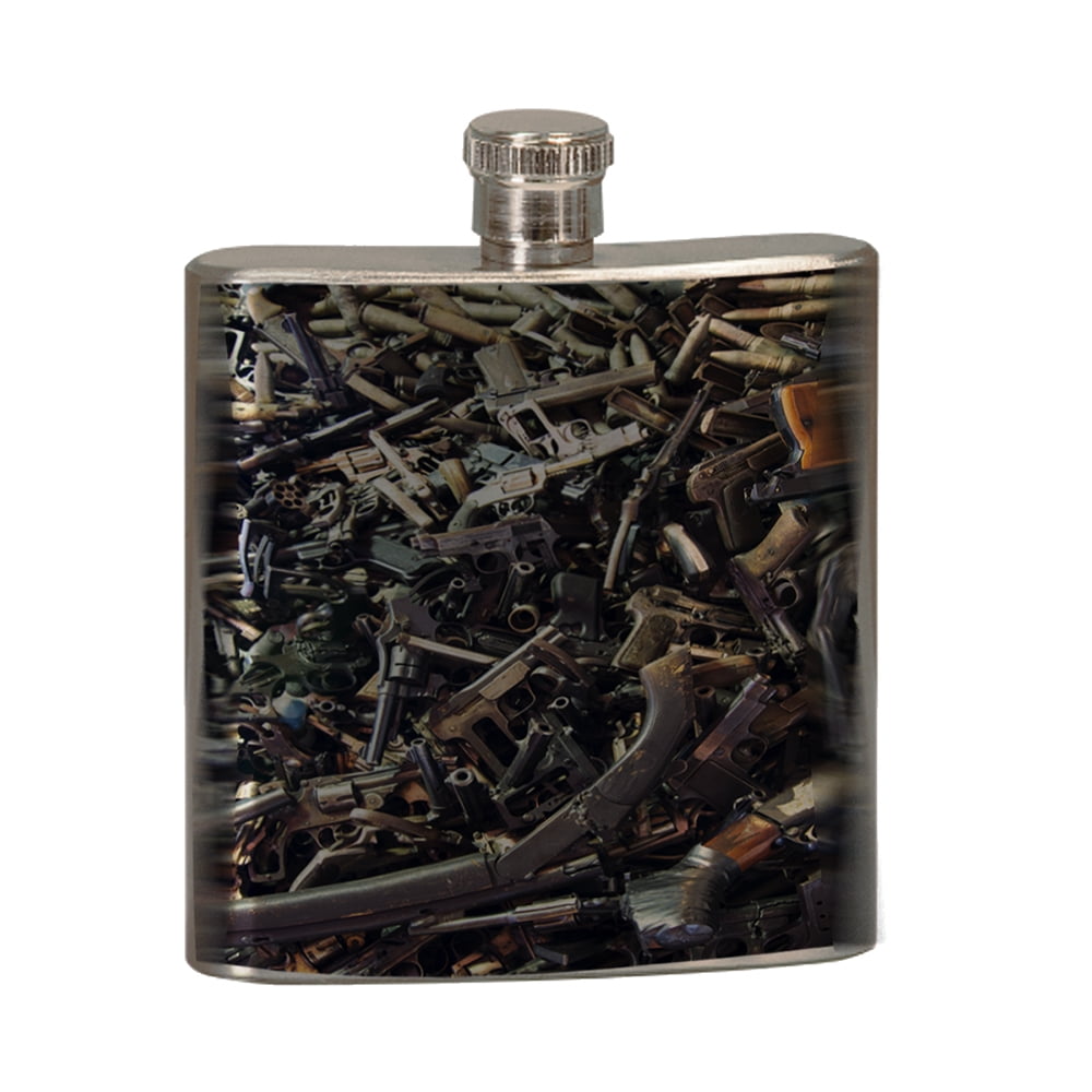KuzmarK 6 oz. Stainless Steel Pocket Hip Liquor Flask - Rifle Shotgun ...