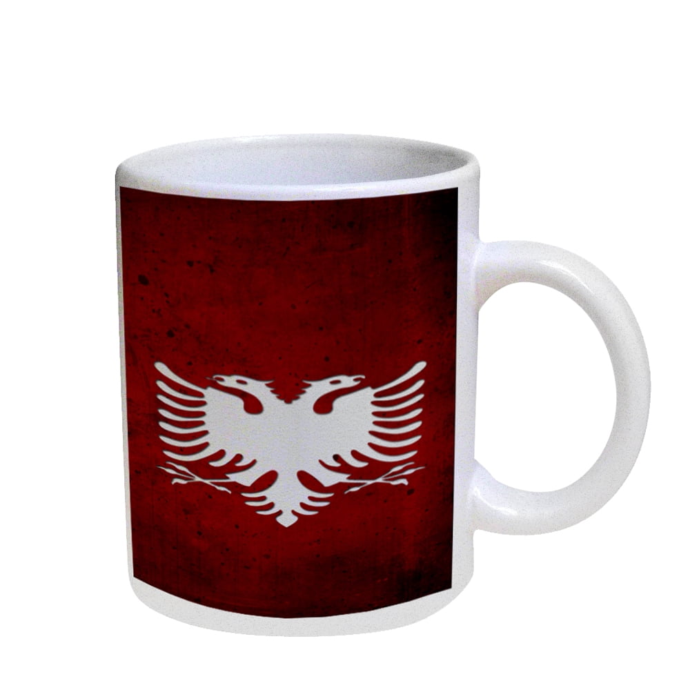 KuzmarK Coffee Cup Mug Pearl Iridescent White - Albanian Flag - Walmart.com