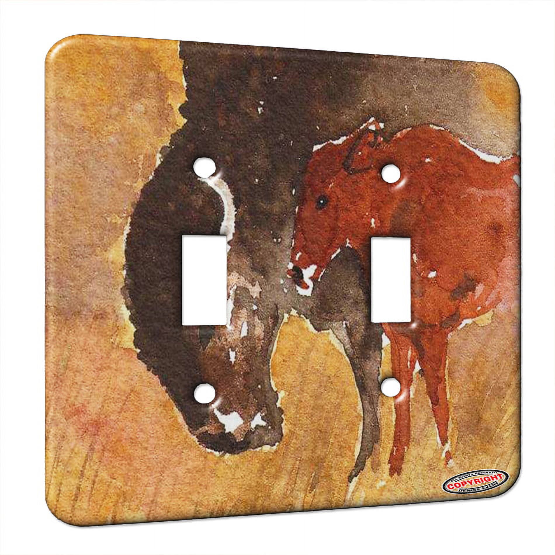 KuzmarK™ Double Gang Switch Wall Plate - American Bison Buffalo Cow and ...