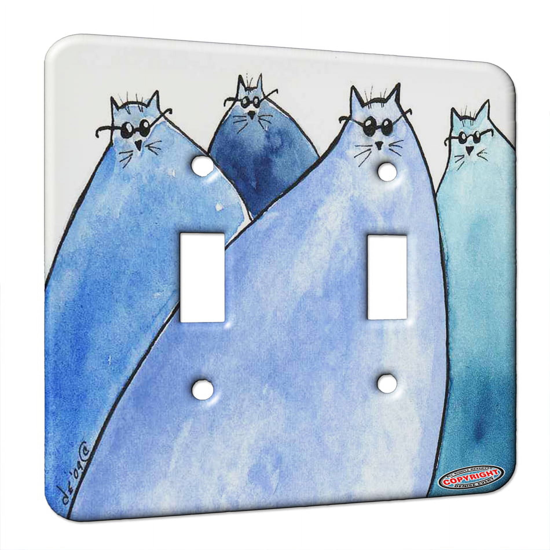 KuzmarK™ Double Gang Switch Wall Plate - Four Very Cool Blues Kitties ...