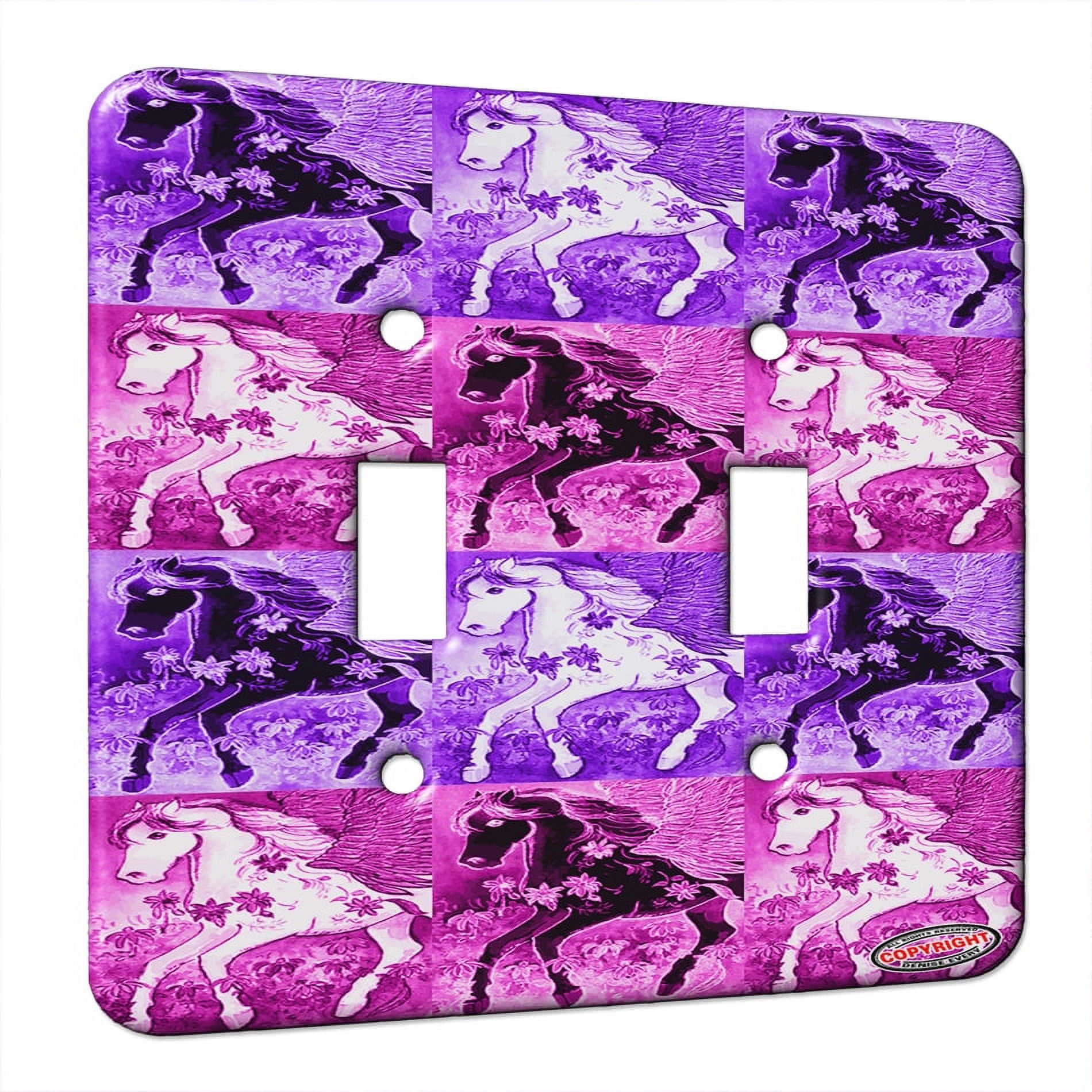 KuzmarK™ Double Gang Switch Wall Plate - Pegasus Filly with Wildflowers ...