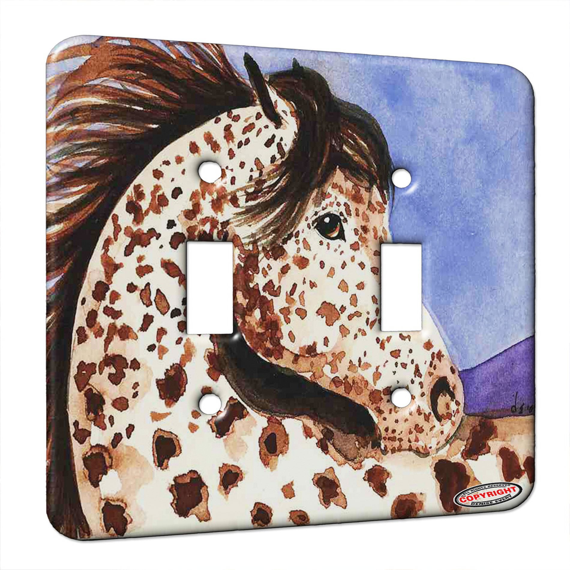 KuzmarK™ Double Gang Switch Wall Plate - Sorrel Leopard Appaloosa Head ...