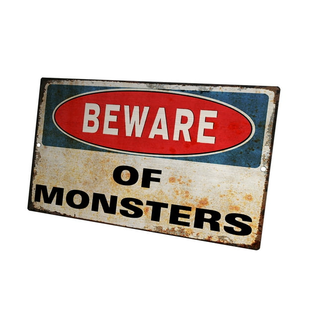 KuzmarK Novelty Funny Wall Plaque Sign - Beware Of Monsters - Walmart.com