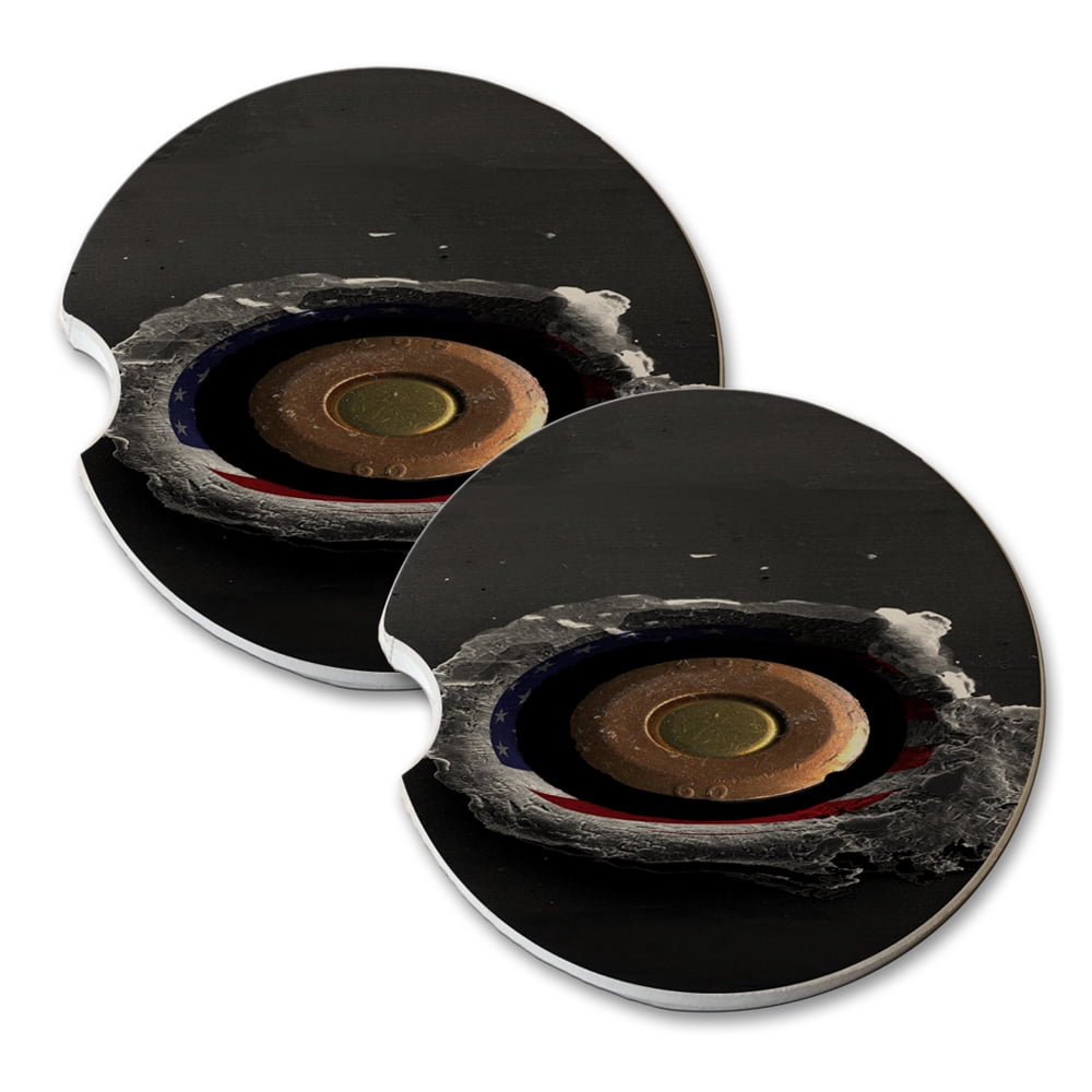KuzmarK Sandstone Car Drink Coaster (set of 2) - American Flag Bullet ...