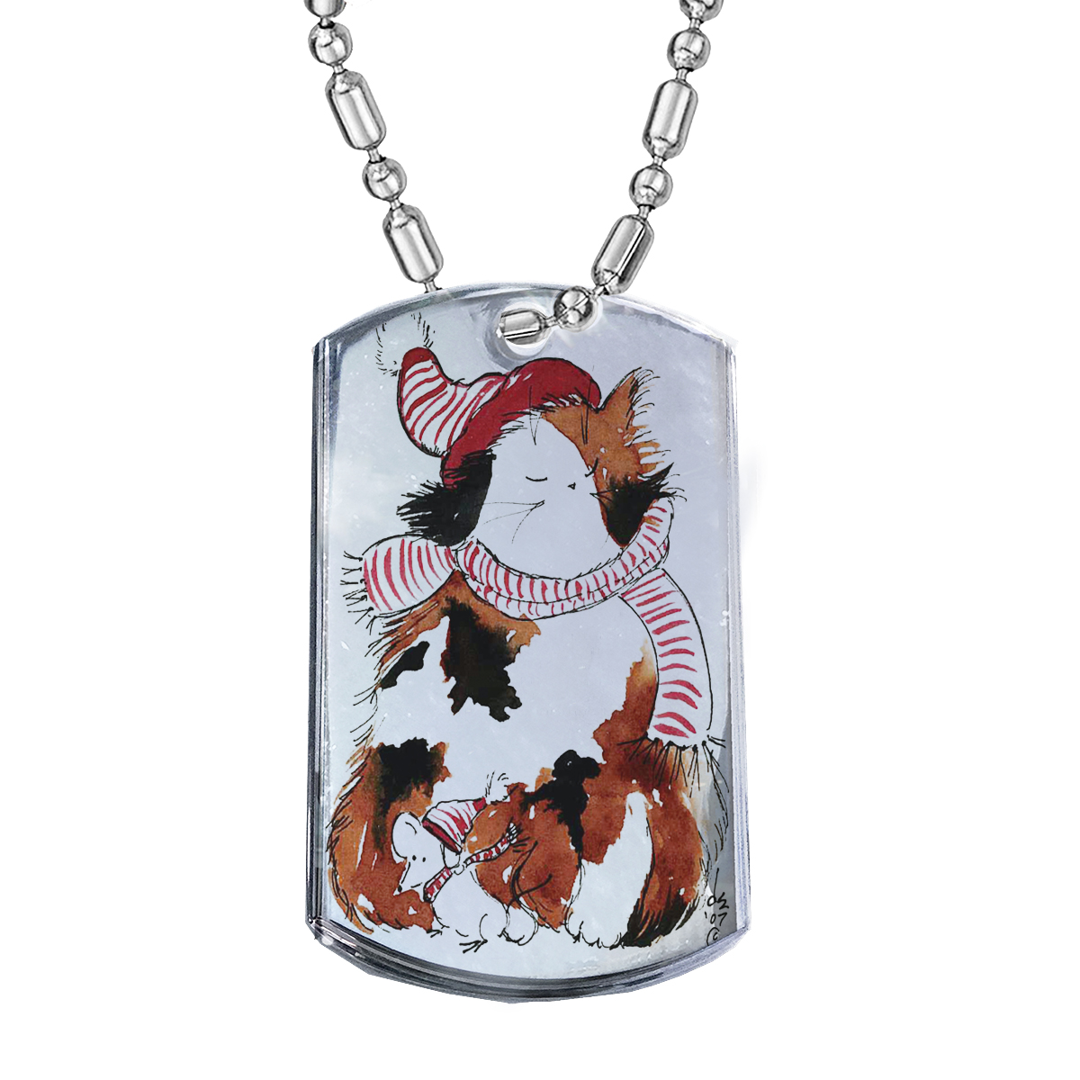 KuzmarK Silver Chrome Pendant Dog Tag Necklace - Maine Coon Kitty ...