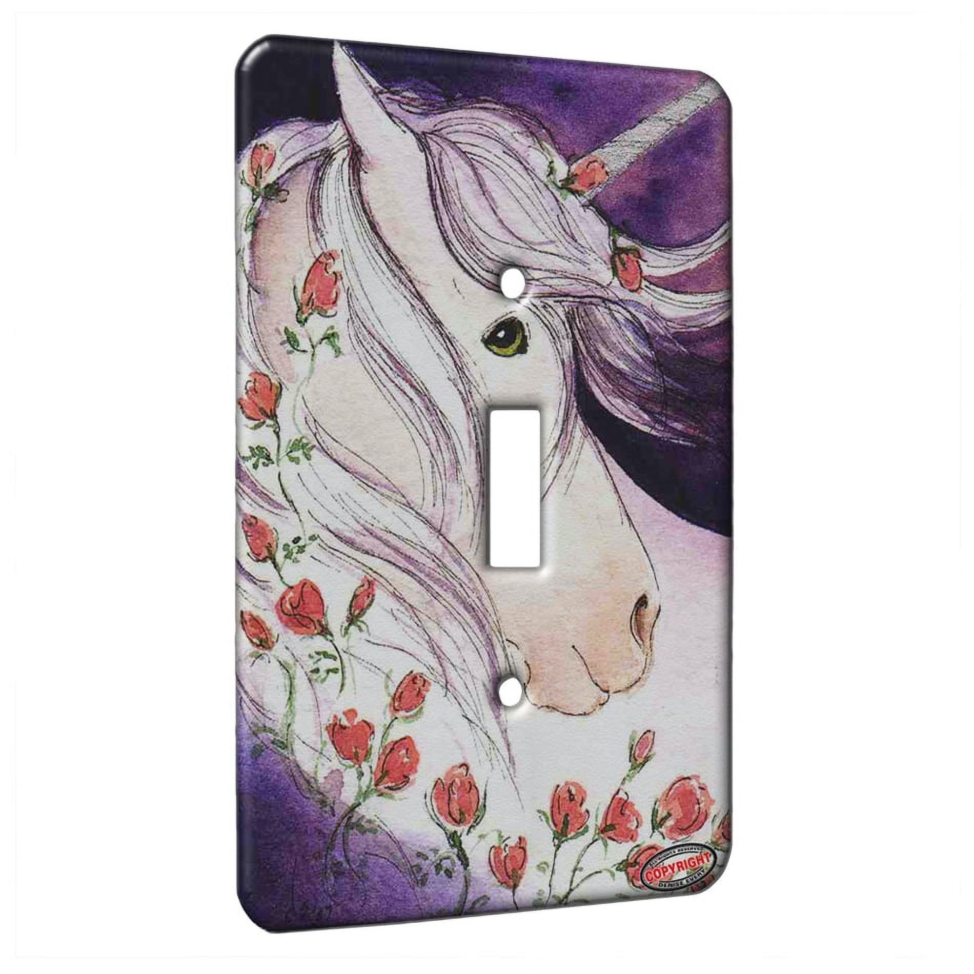 KuzmarK™ Single Gang Toggle Switch Wall Plate - Green Eyed Unicorn with ...