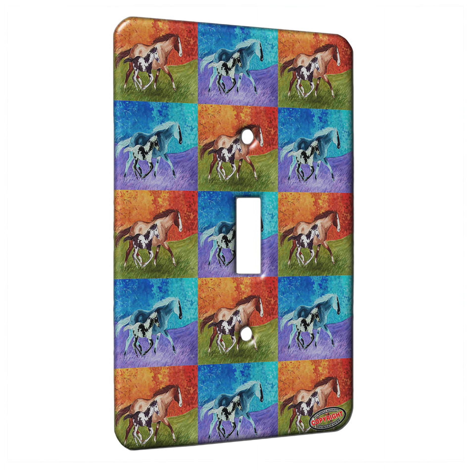 KuzmarK™ Single Gang Toggle Switch Wall Plate - Red Roan Mare and Black ...