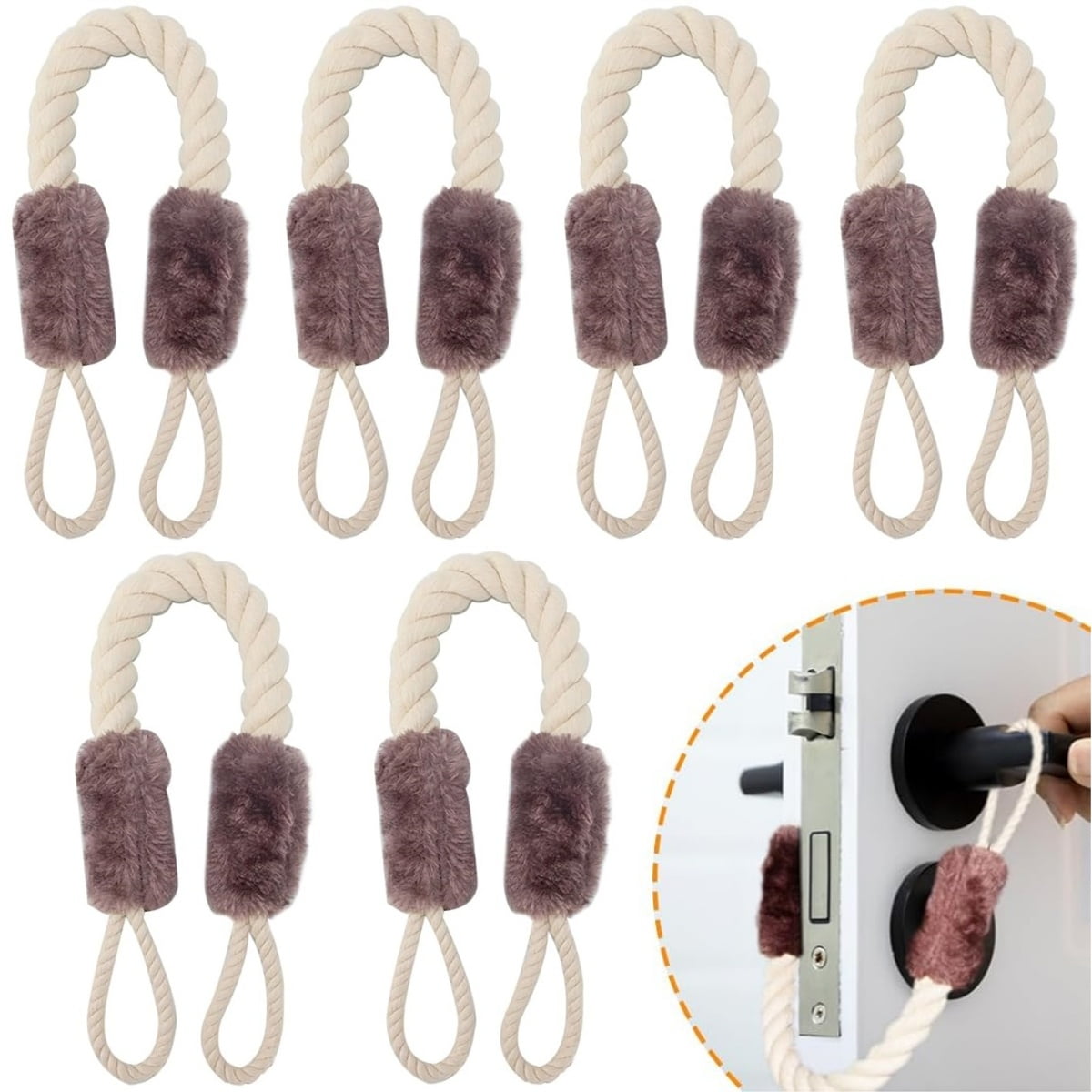 Kvago 6 Pcs Cotton Rope Door Cords Clamp Protection, Anti-Crash Door Handles Rope Stopper for ...