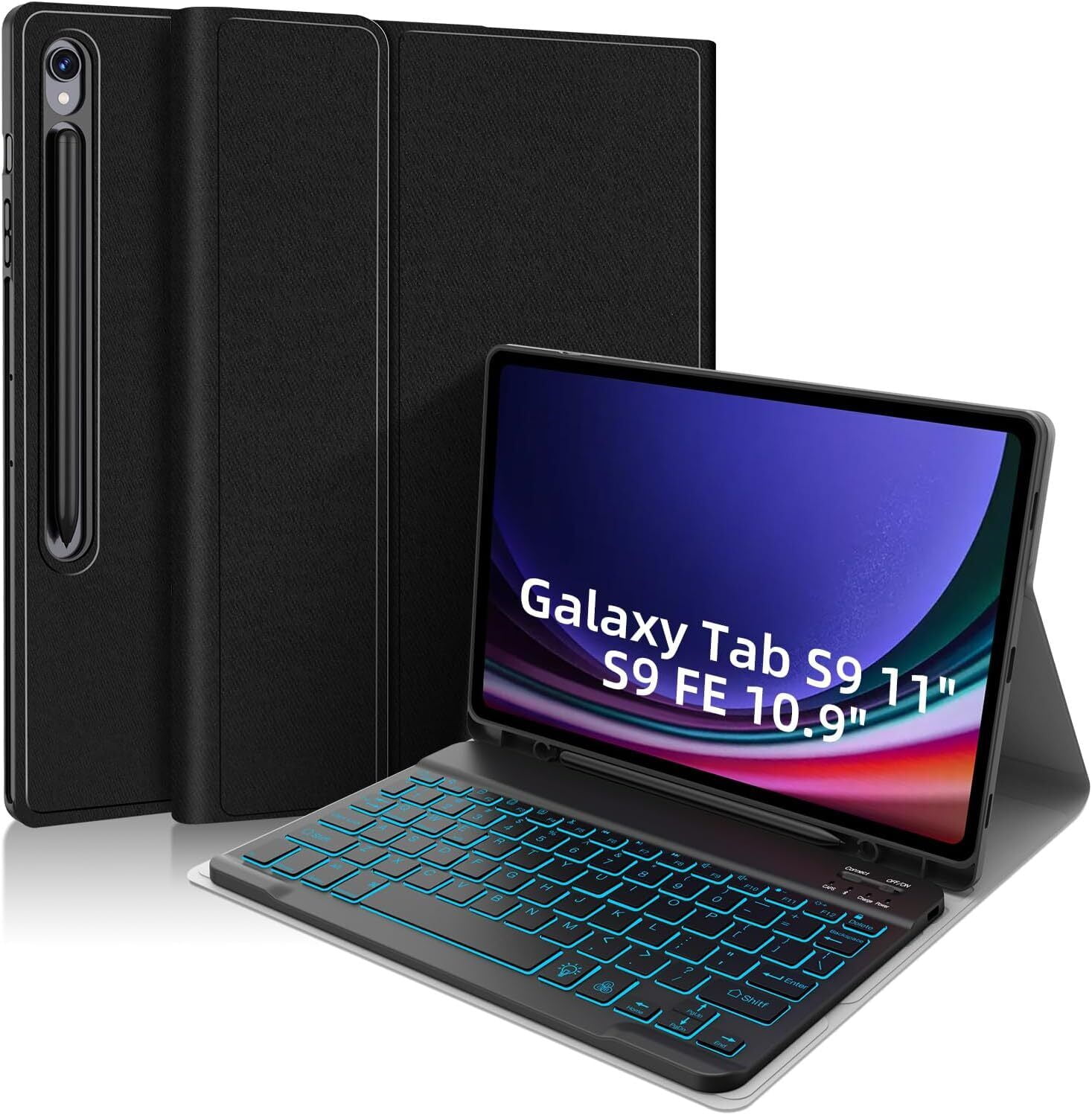 Kvago Backlit Keyboard Case for Samsung Galaxy Tab S9 11"/ Tab S9 FE 10 ...