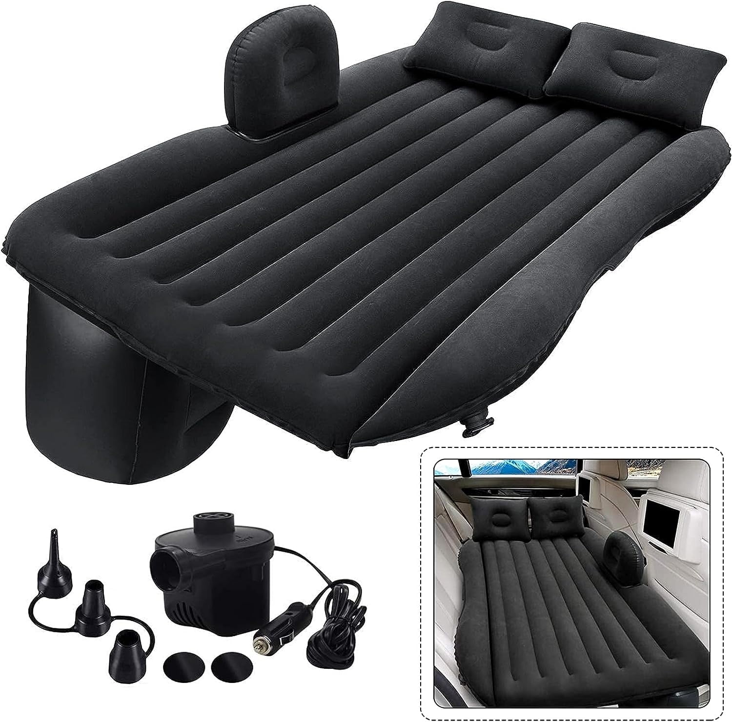 "Kvago Inflatable Car Air Mattress, SUV Back Seat Bed, Portable Travel ...