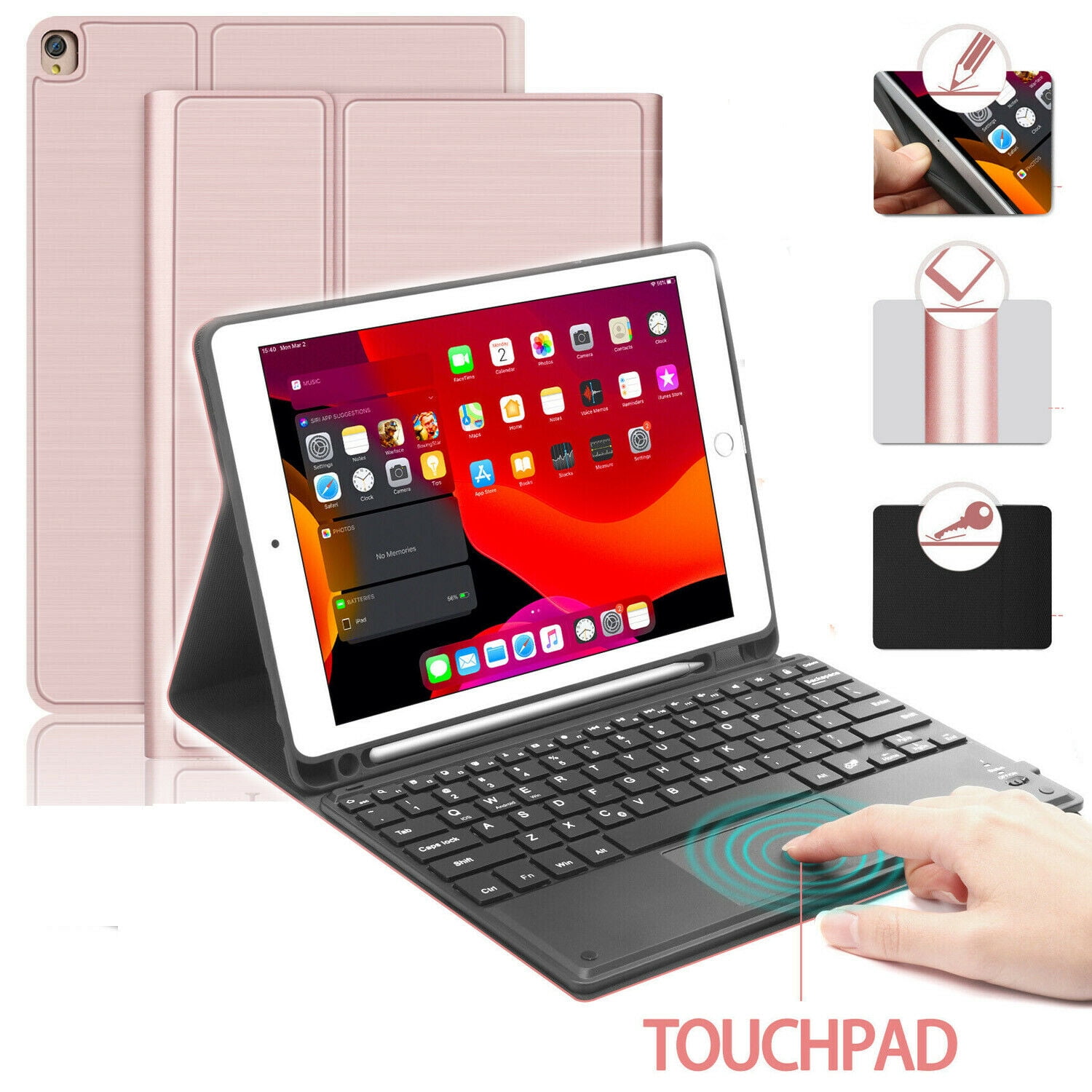 Kvago iPad Keyboard case 7th & 8th Generation Case with Keyboard Touch ...