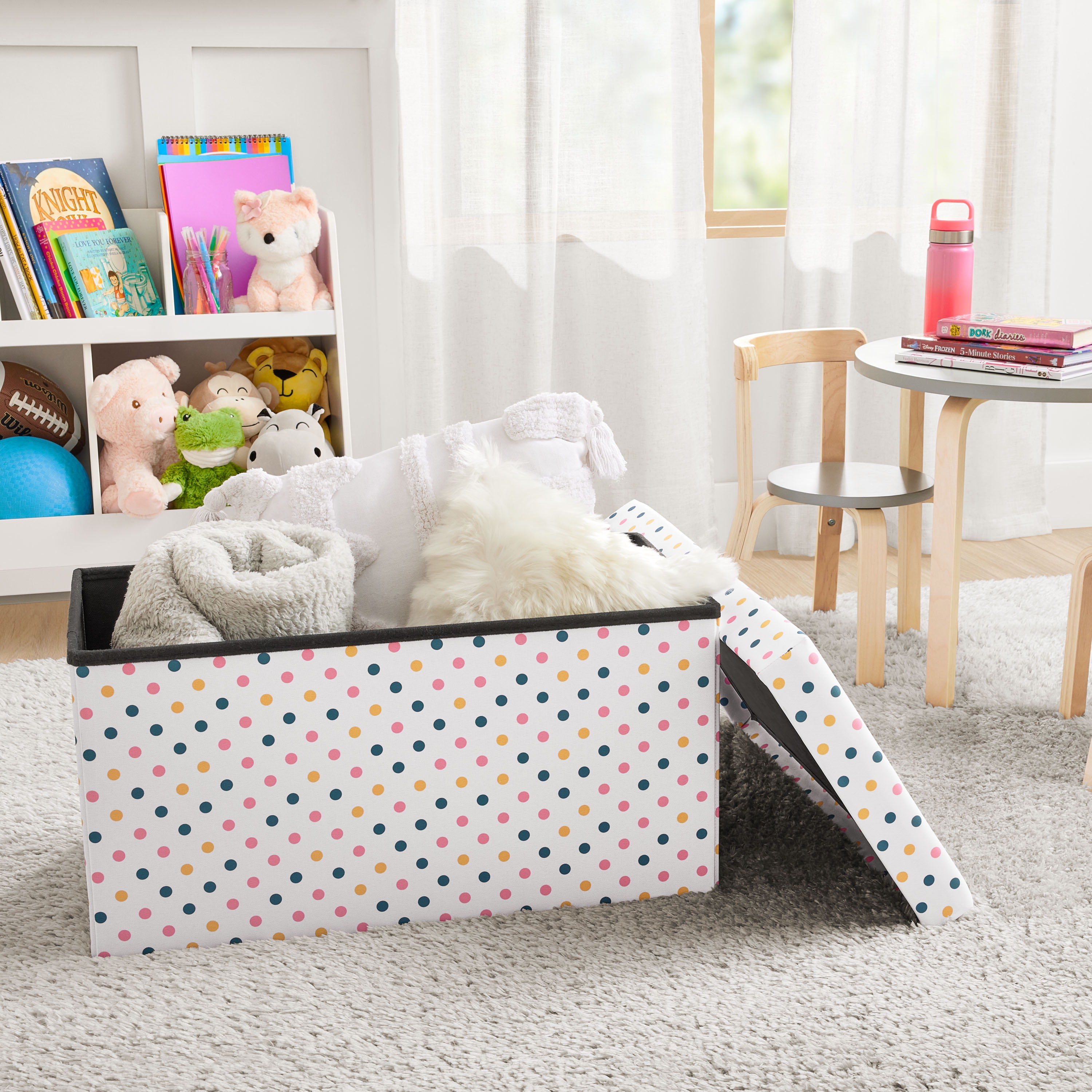 Kvell Foldable Collapsible Toy Storage Bin, Polka Dot Design, Kids ...