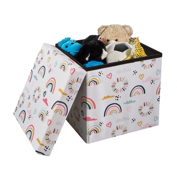 Kvell Foldable Collapsible Toy Storage Bin, Rainbow and Heart Design ...