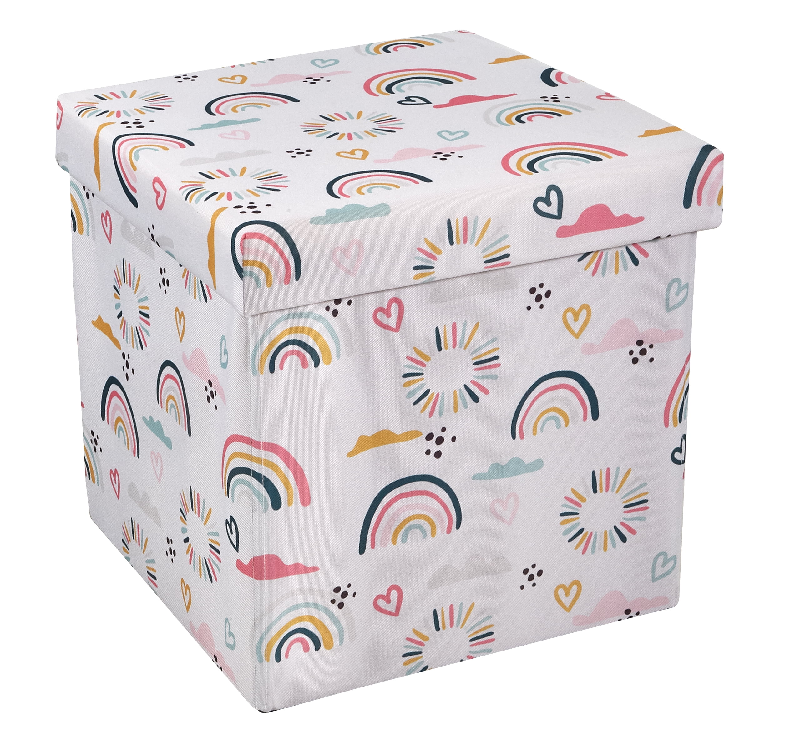 Kvell Foldable Collapsible Toy Storage Bin, Rainbow and Heart Design ...