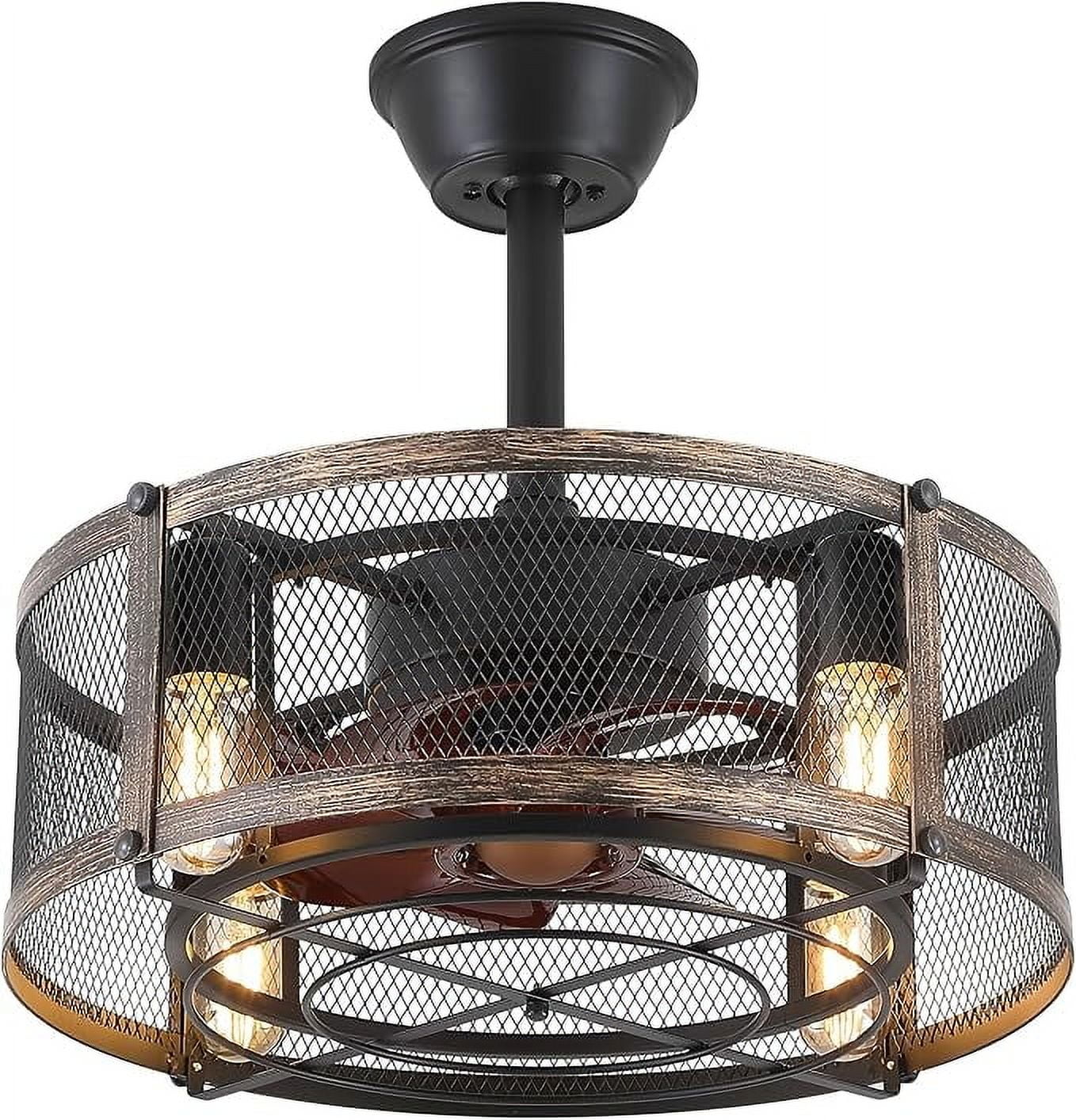 Kviflon 18 Inch Caged Ceiling Fan with LED Lights & Remote Control ...