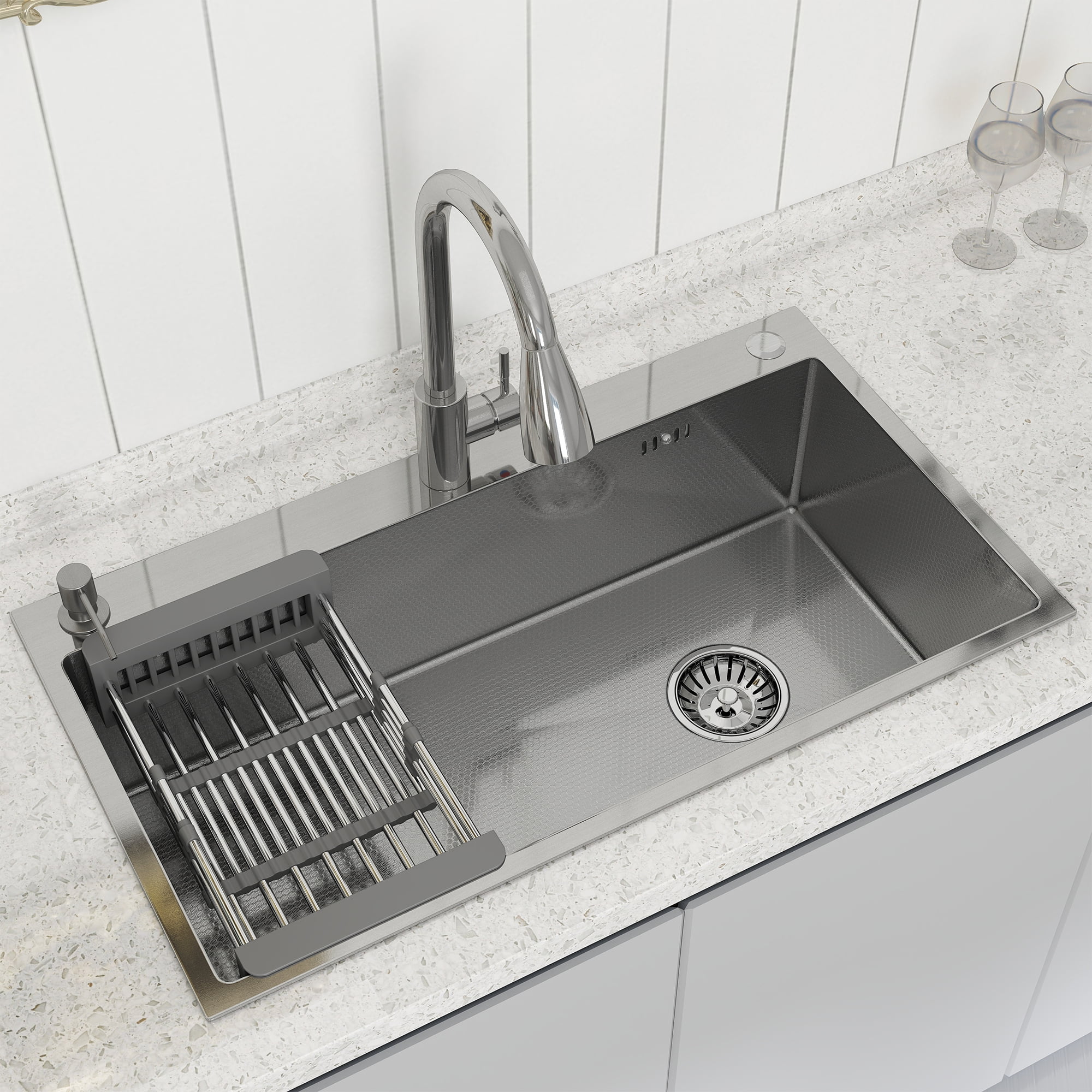 Kviwasha 28x18 Undermount Kitchen Sink Single Bowl Basin Stainless ...