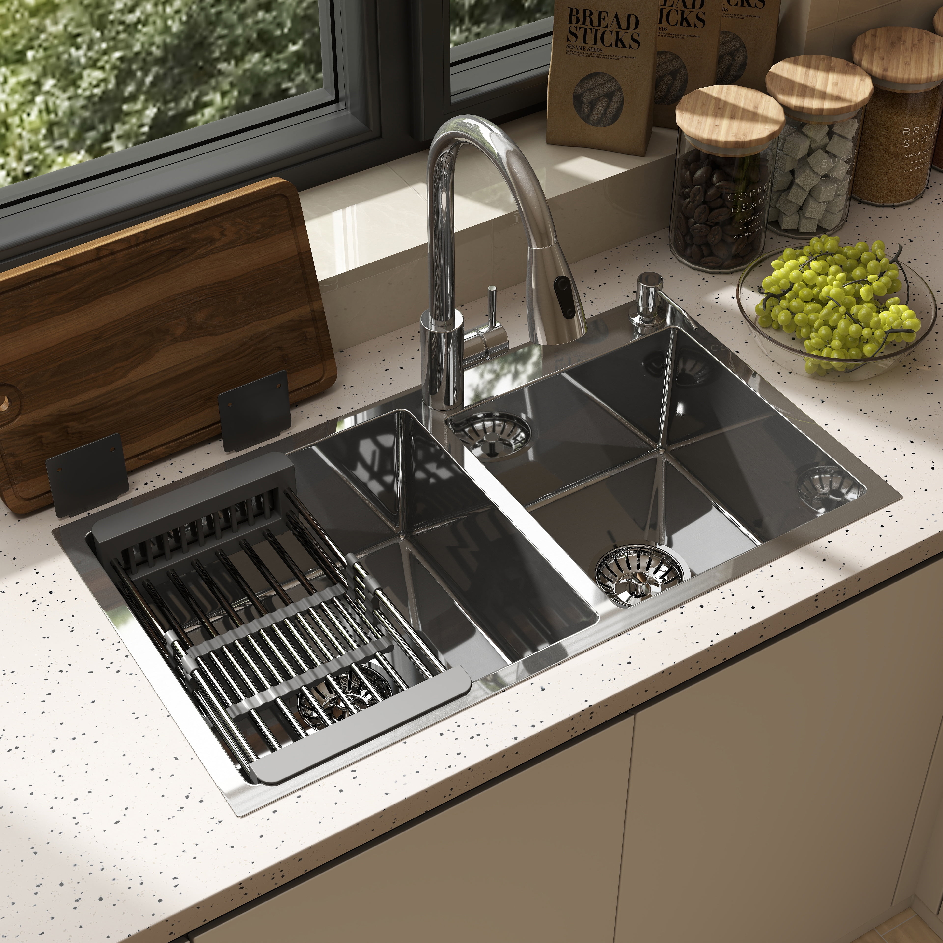 Kviwasha 32x18 Undermount Kitchen Sink Single Bowl Basin Stainless ...