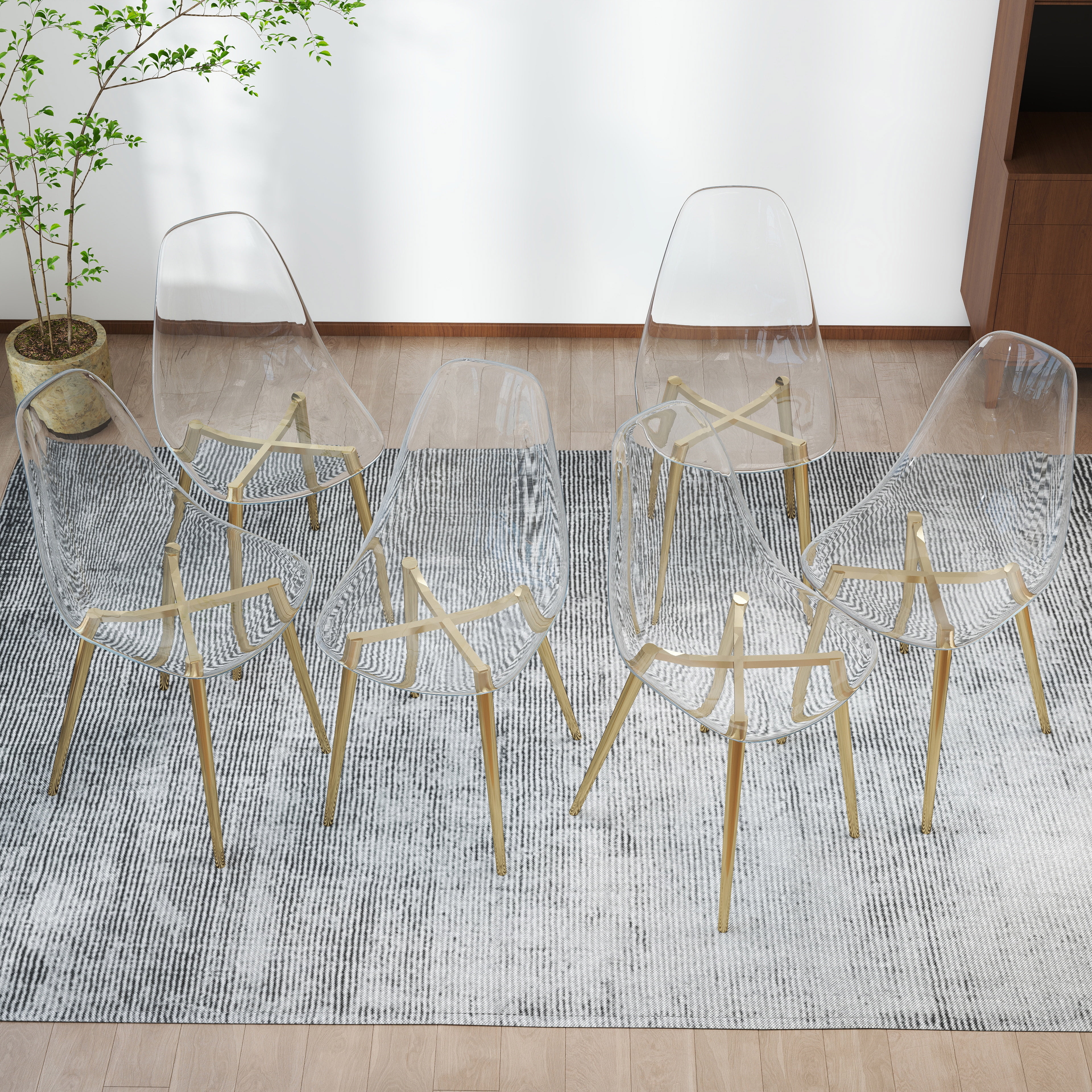 Kviwasha Clear Dining Chairs Set of 6,Modern Acrylic Plastic Dinner ...