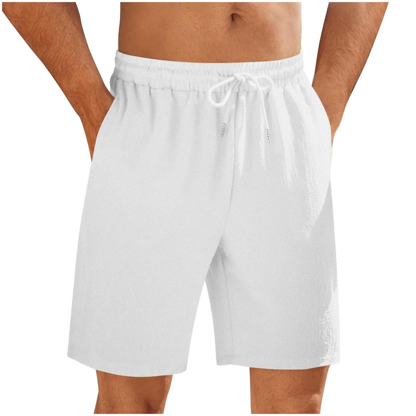 Kvture Linen Shorts for Men Elastic Waisted Drawstring Lounge Shorts ...