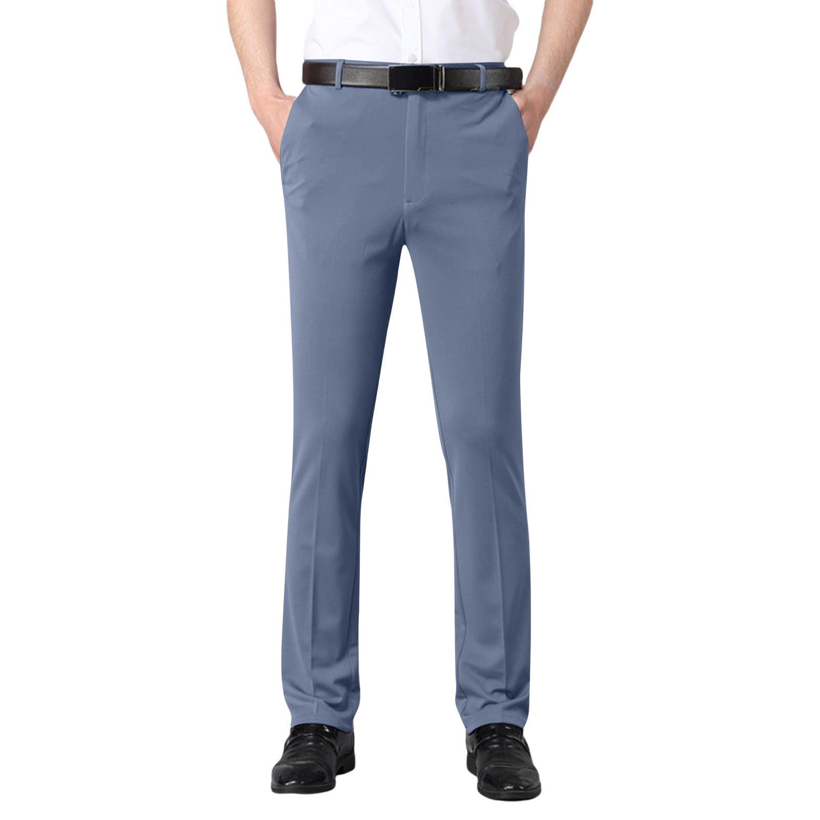 Kvture Men's Dress Pants Tall Classic Fit Flex Expandable Waist Flat ...