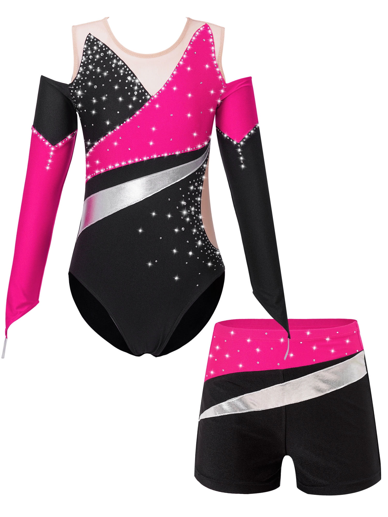 Kvysinly Gymnastics Leotards for Girls Shiny Rhinestone Off Shoulder ...