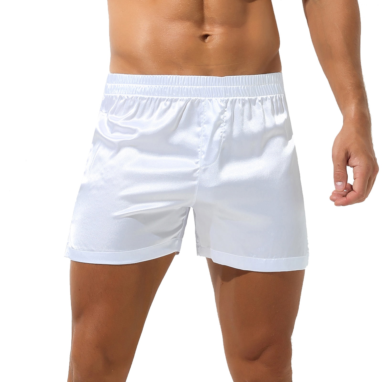 Kvysinly Men’s Satin Silky Briefs Elastic Boxer Shorts Loose Pajamas ...