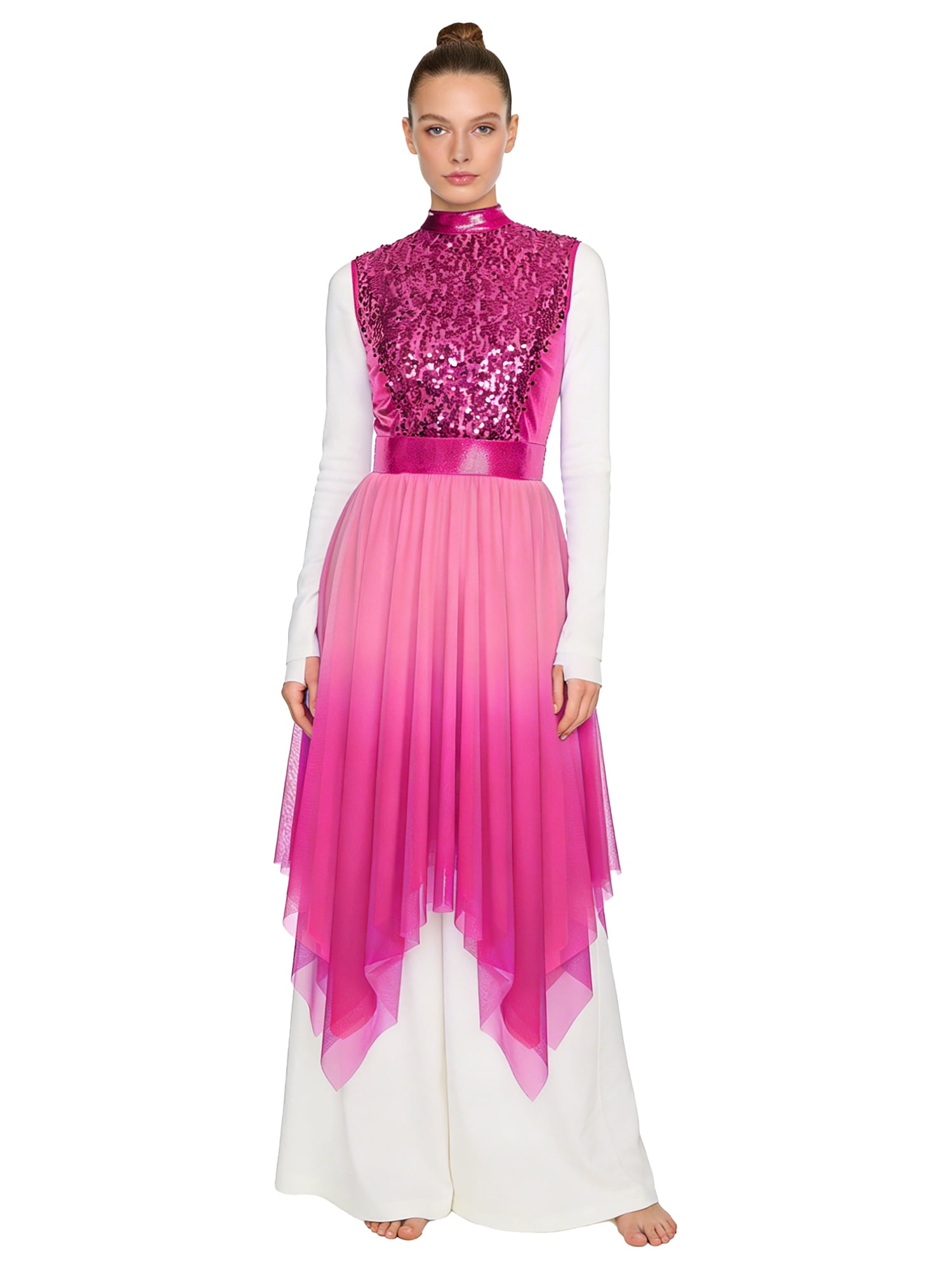 Kvysinly Women Liturgical Praise Dance Dress Sequin Sleeveless Worship ...
