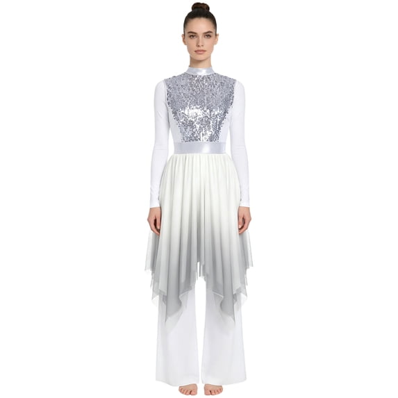 Kvysinly Women Liturgical Praise Dance Dress Sequin Sleeveless Worship ...