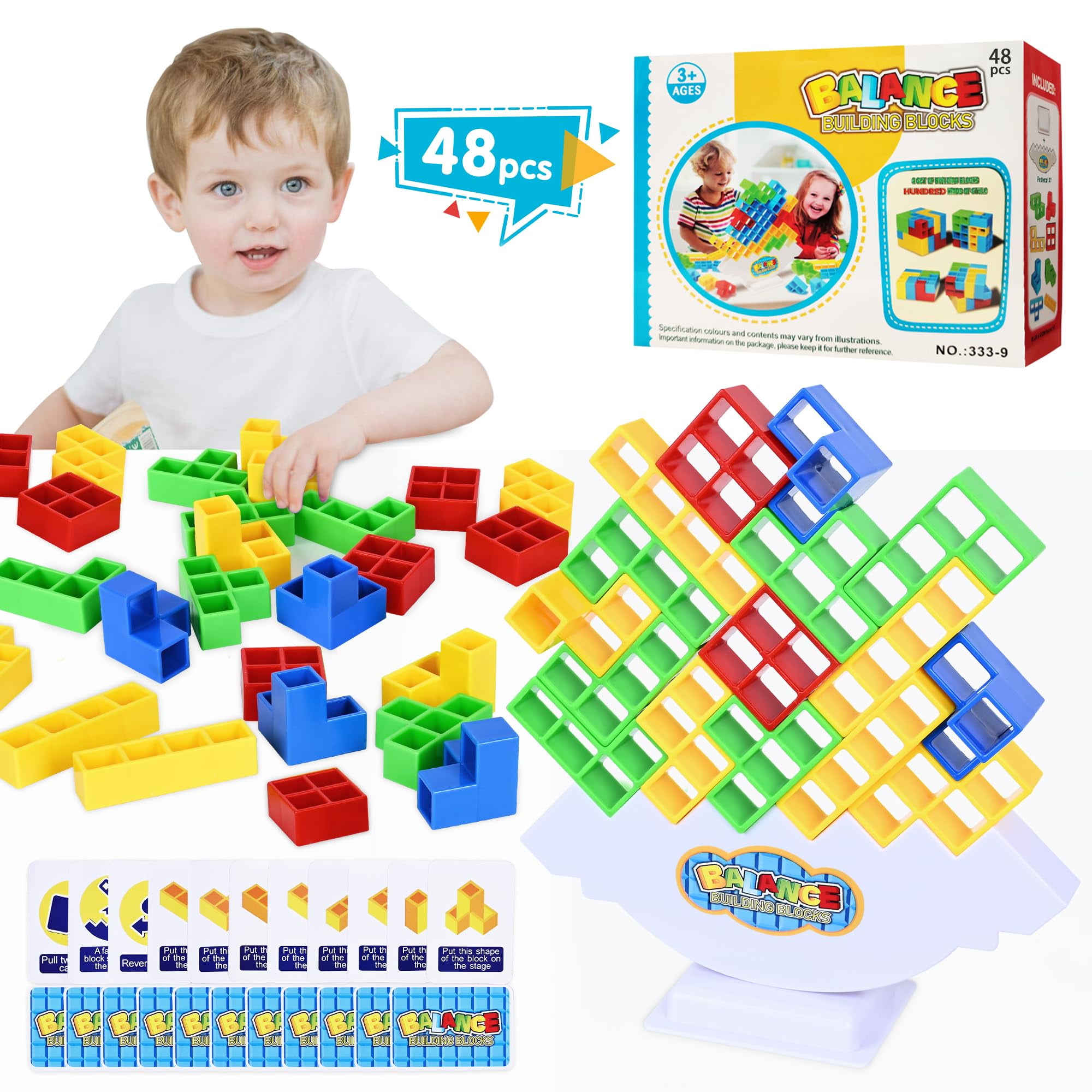 Kwack 48PCS Tetra Tower Game Balance Stacking Block Toys, Stack Attack ...
