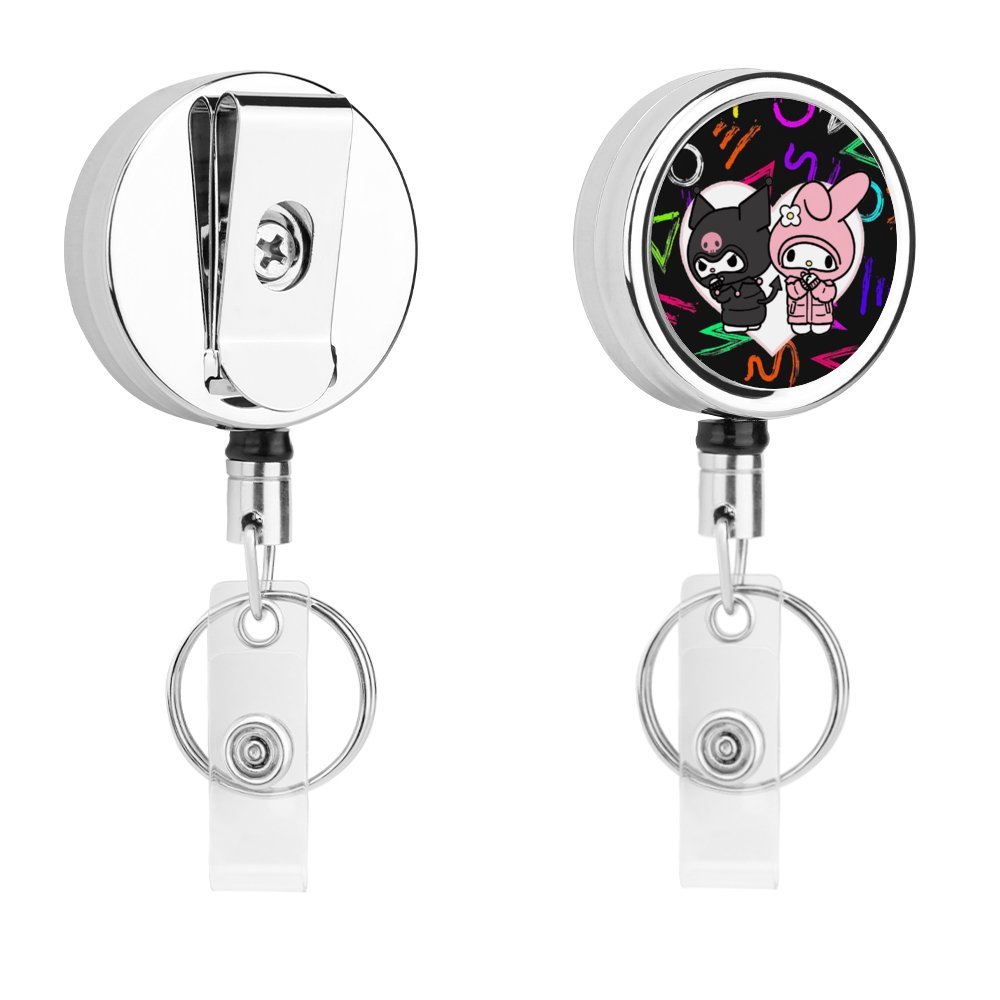 Kwaii Rabbit My Melody Retractable Badge Holder Reel Clip Heavy Duty ...