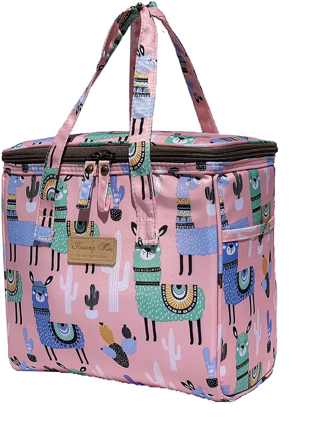 Kwang Min Pinky Llama Alpaca Lunch Bag for Women, Reusable Box Office ...