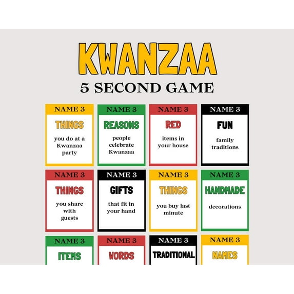 Kwanzaa 5 Second Game, Holiday Think Fast Challenge for Family and ...