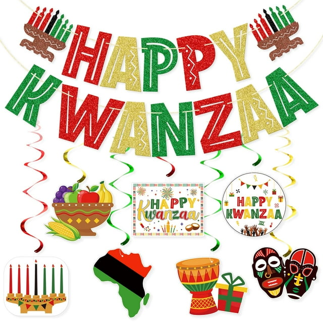 Kwanzaa Decorations, Happy Kwanzaa Banner, Kwanzaa Hanging Swirls ...