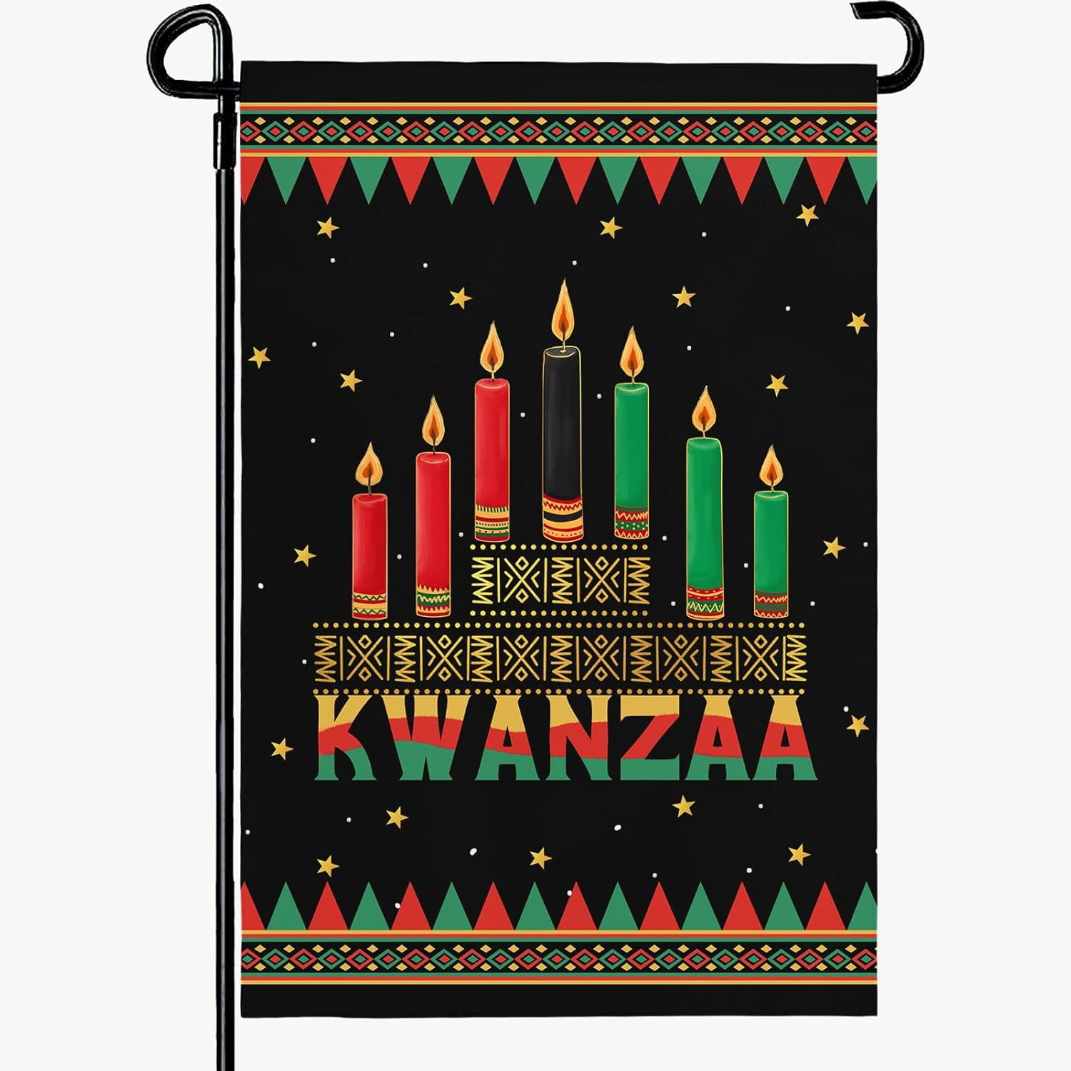 Kwanzaa Garden Flag Double Sided Polyester Yard Banner with Kinara and ...