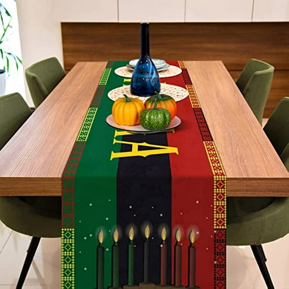 Kwanzaa Kinara Candles Stripe Pattern Linen Table Runners r African ...