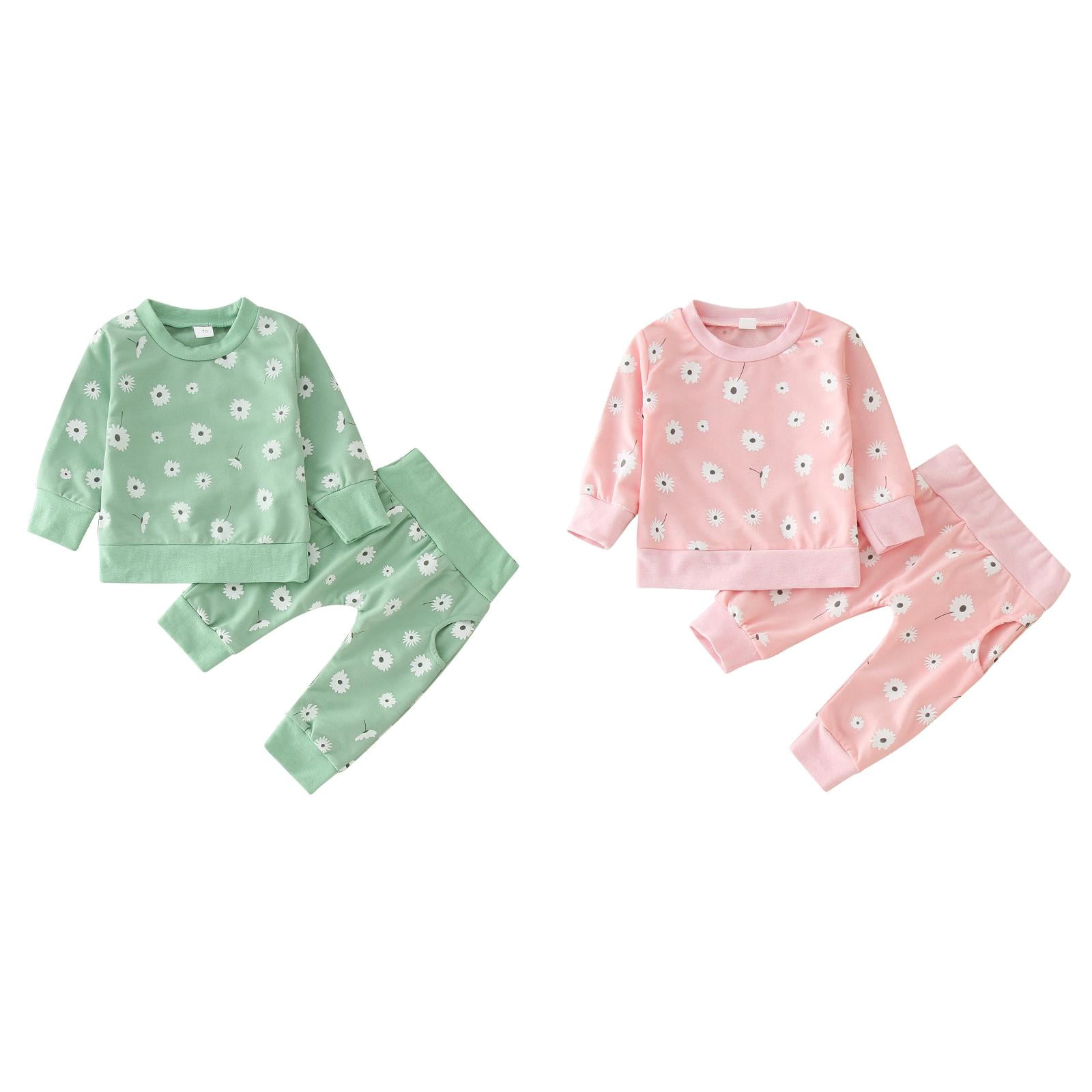 Kwasome Baby Girl Outfits 2 Pack Pajamas Autumn Long Sleeve Floral ...