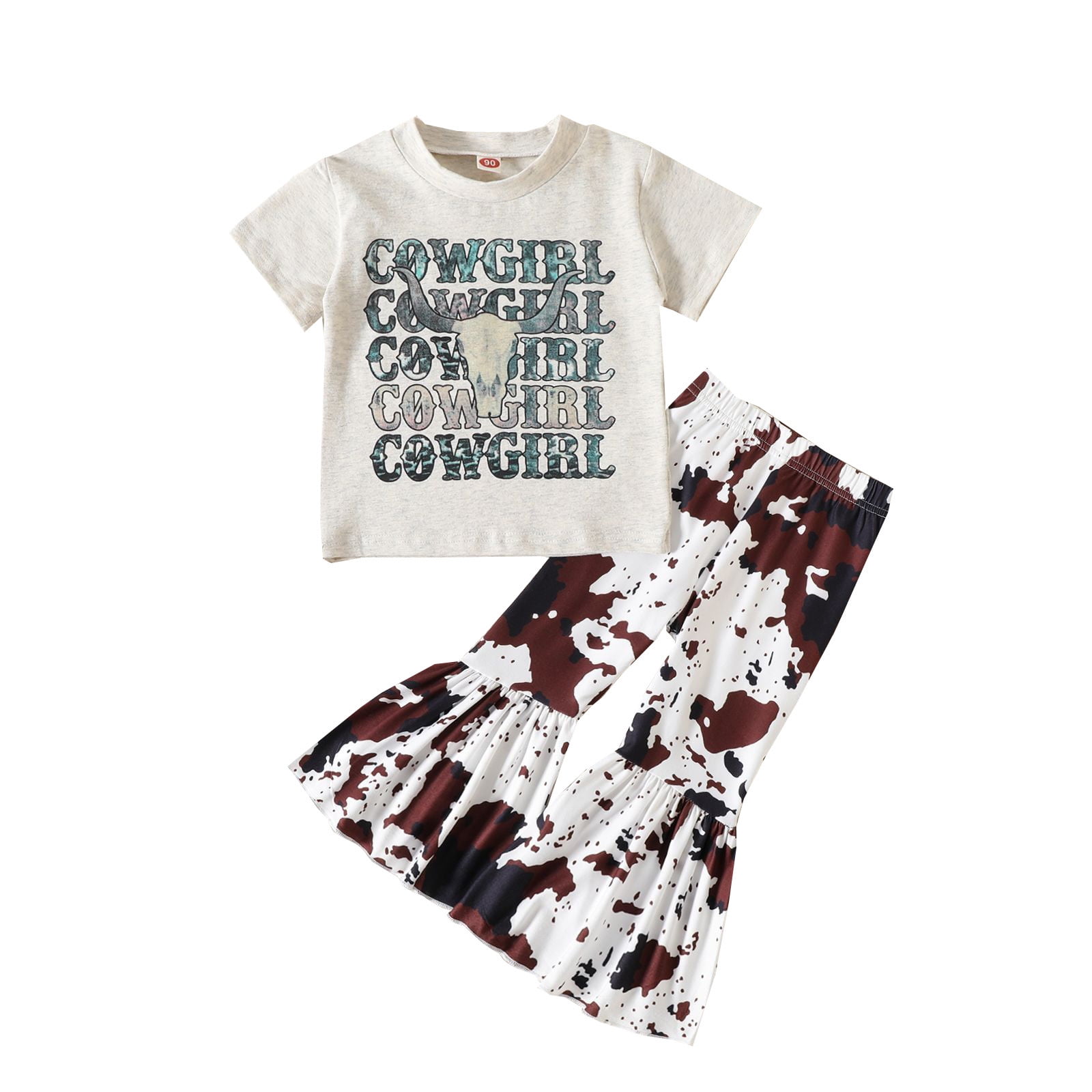 Kwasome Baby Girl Outfits Toddler Round Neck Short Sleeve Calf Print ...