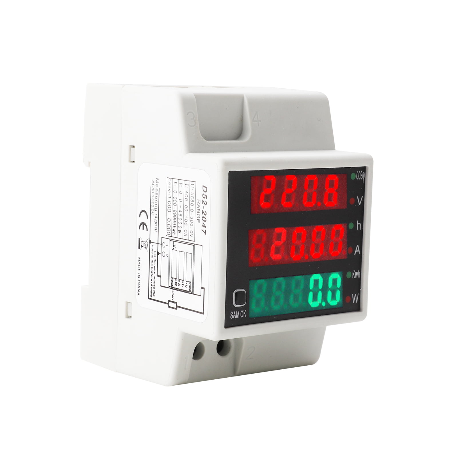 Kwh AC80-300V 100A Digital Energy Meter DIN Rail Multimeter Electric ...
