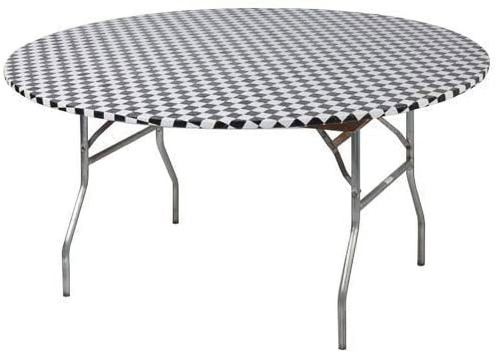 Kwik-Covers 48" Round Fitted Plastic Table Covers, Bundle of 5 (Black & White Check) - Walmart.com