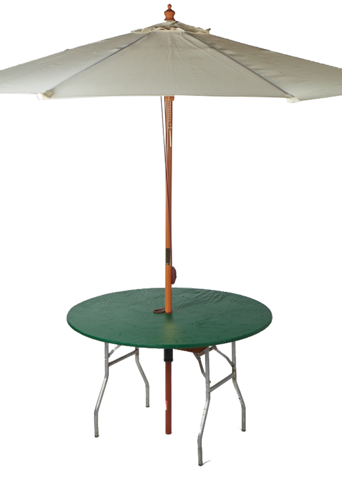 Kwik-Covers 48" Round Umbrella Fitted Plastic Table Covers, Hunter ...