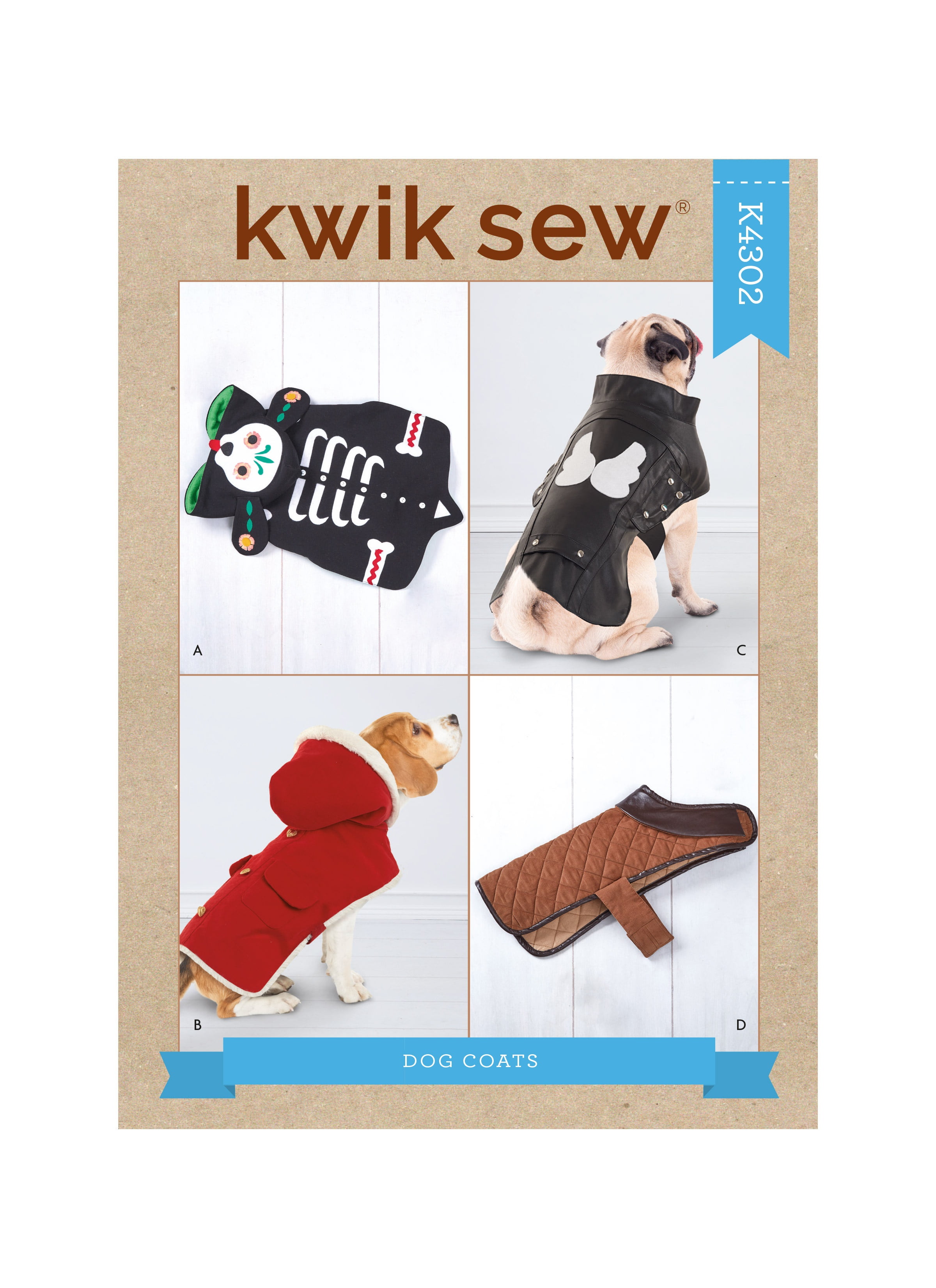 Kwik Sew Sewing Pattern 4302 - Dog Coats-M-L - Walmart.com