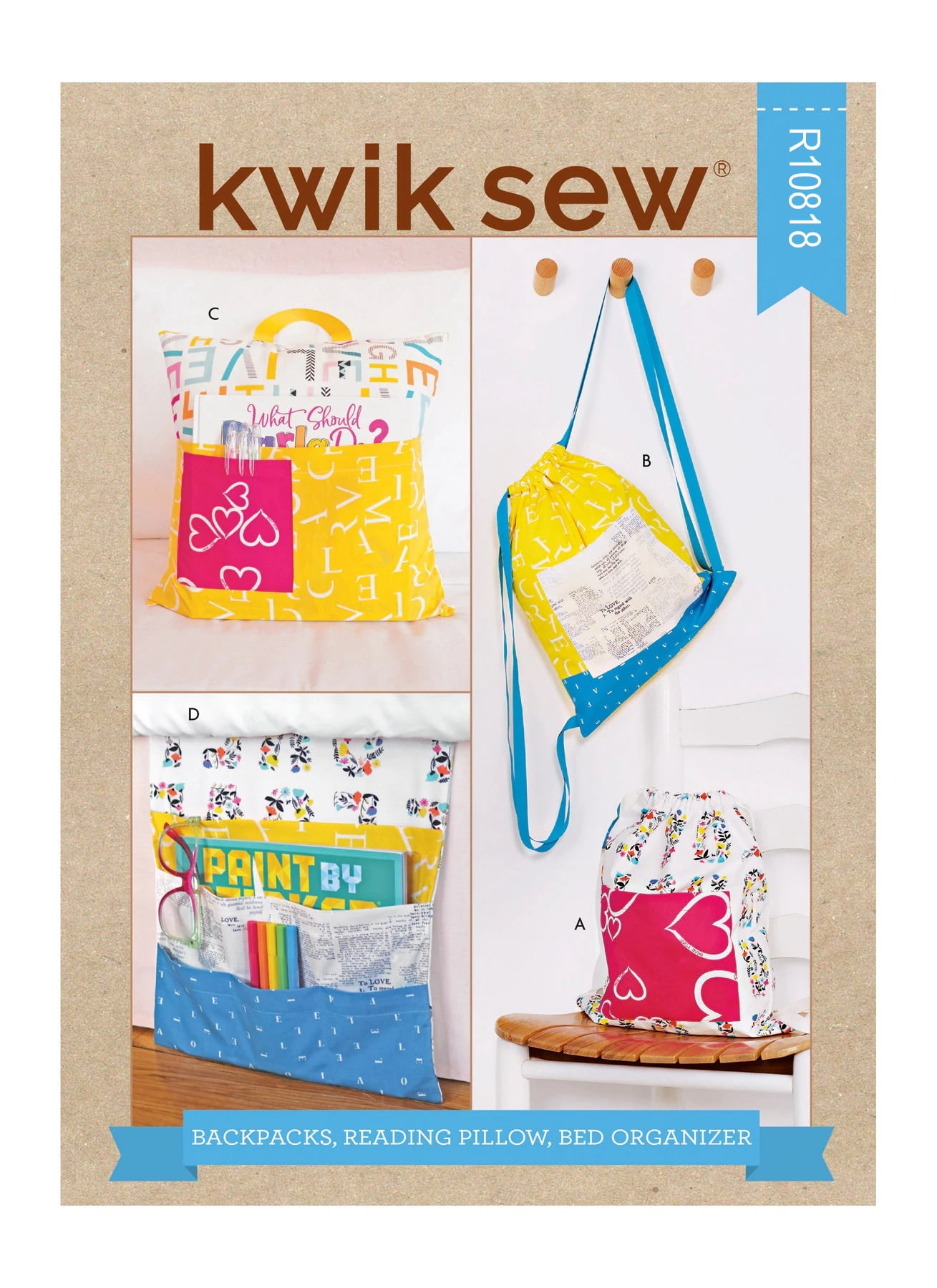 Kwik Sew Sewing Pattern R10818 (4319) - Backpacks, Reading Pillow, Bed ...